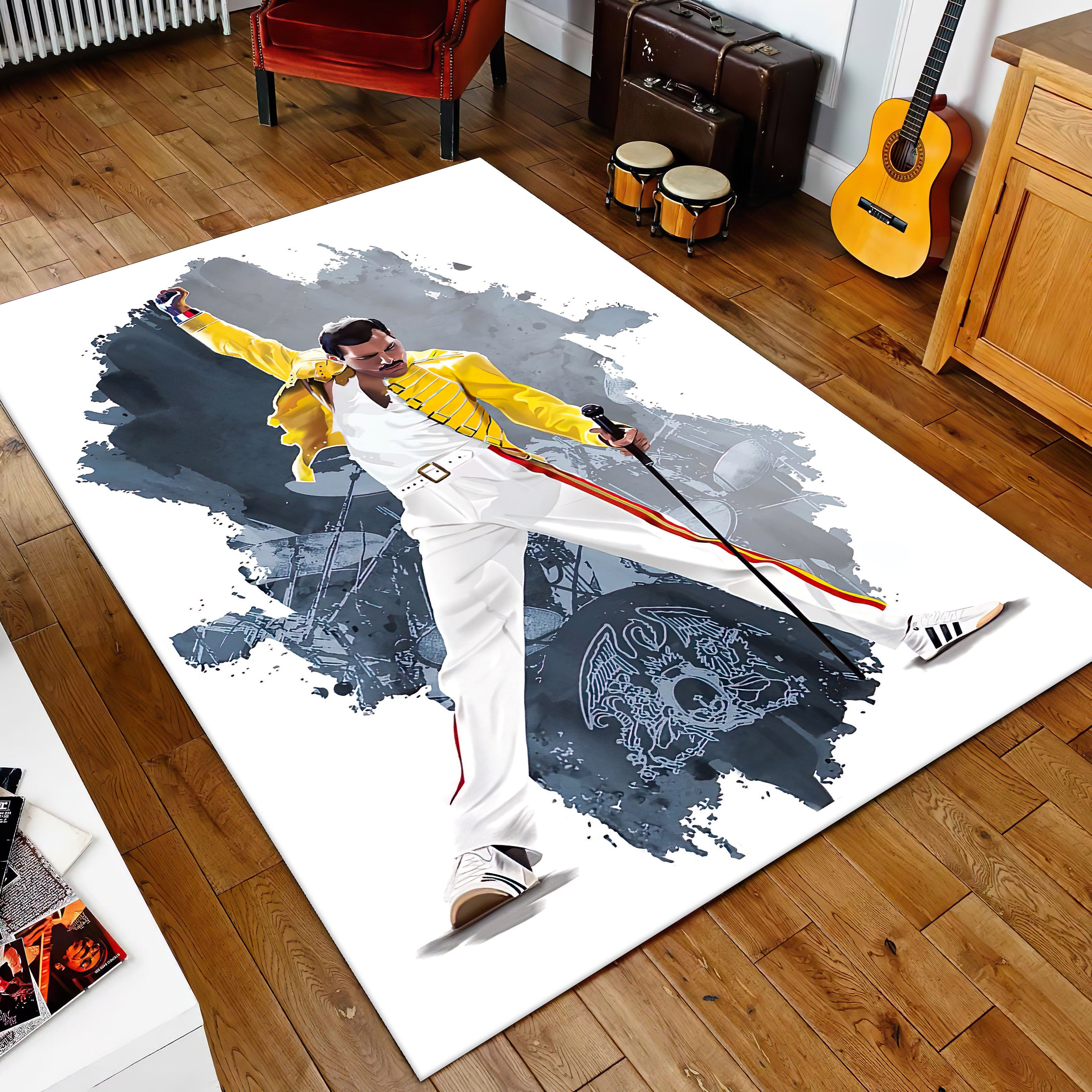 The Queen Rug, Freddie Mercury, Music Band Rug, Music Decor, Bohemian ...