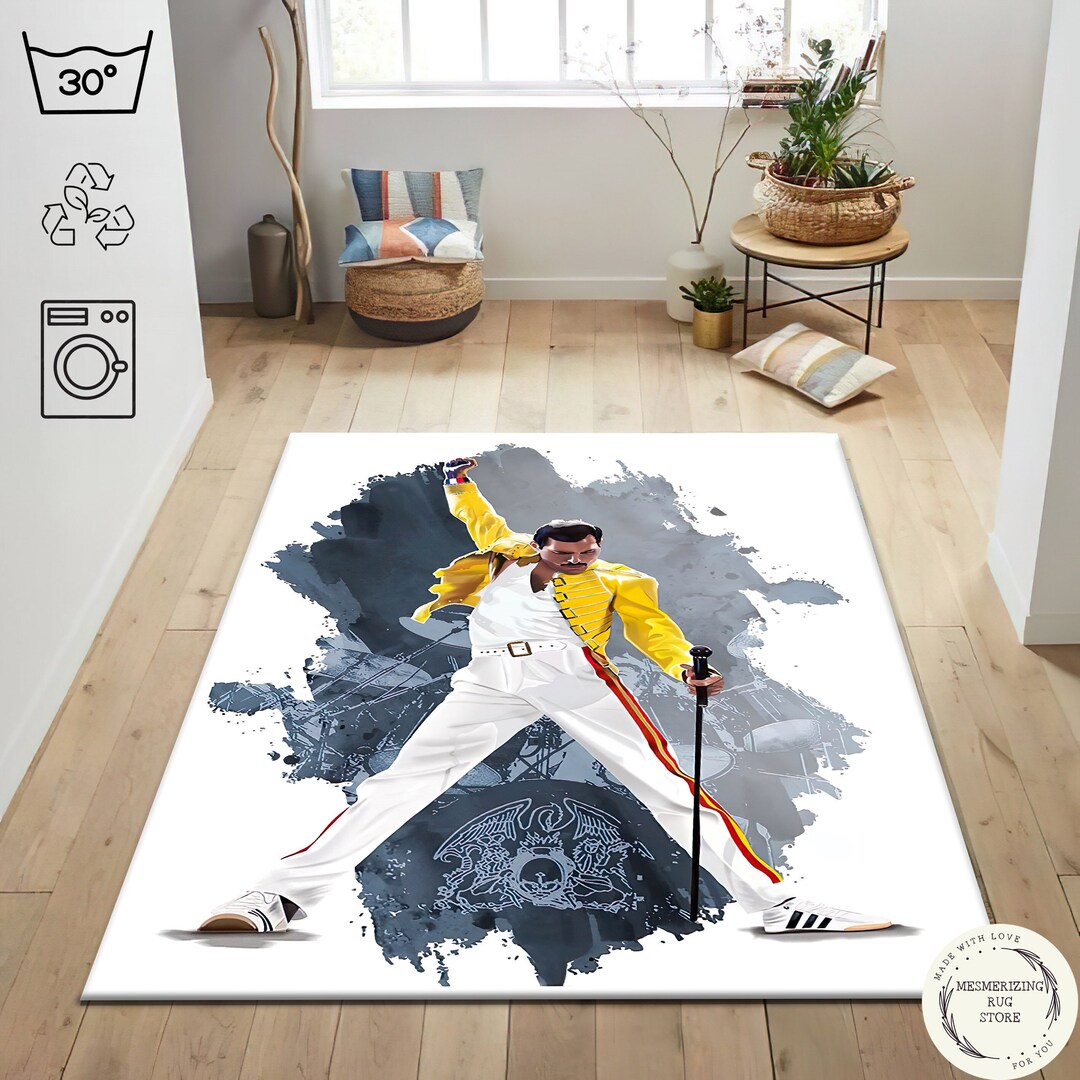 The Queen Rug, Freddie Mercury, Music Band Rug, Music Decor, Bohemian ...