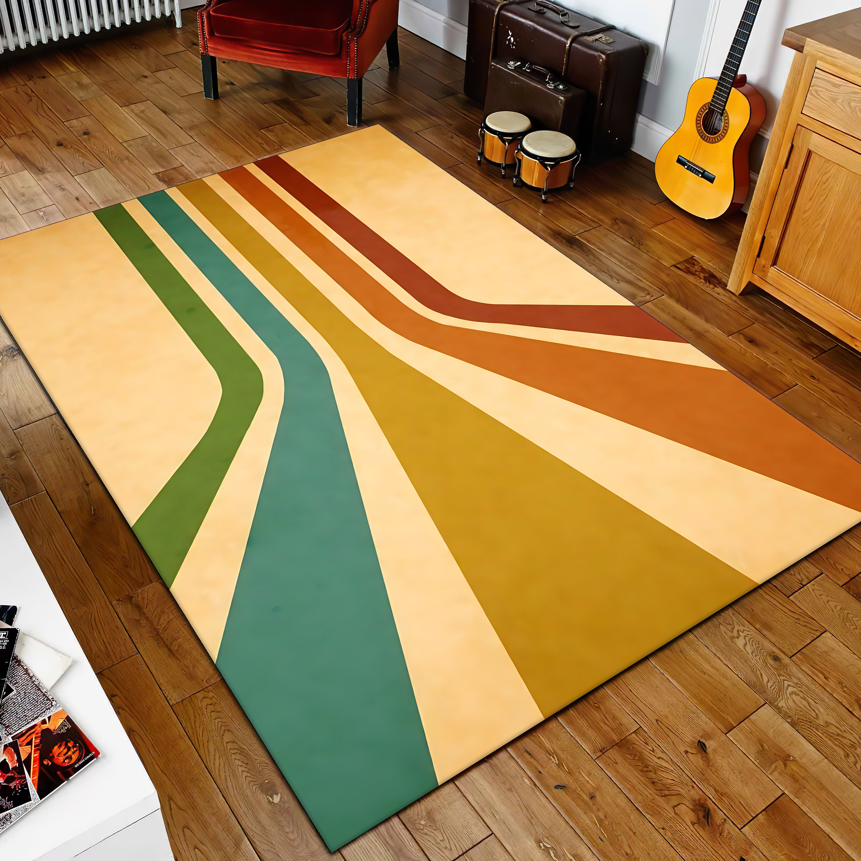 Groovy Retro 70's Rug, Scandinavian Style Rugs, Retro Rugs, Mid Century ...
