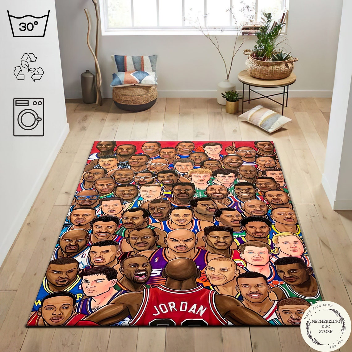 Nba Legends Rug, Michael Jordan, Basketball Rug, Air Jordan, NBA Rug ...