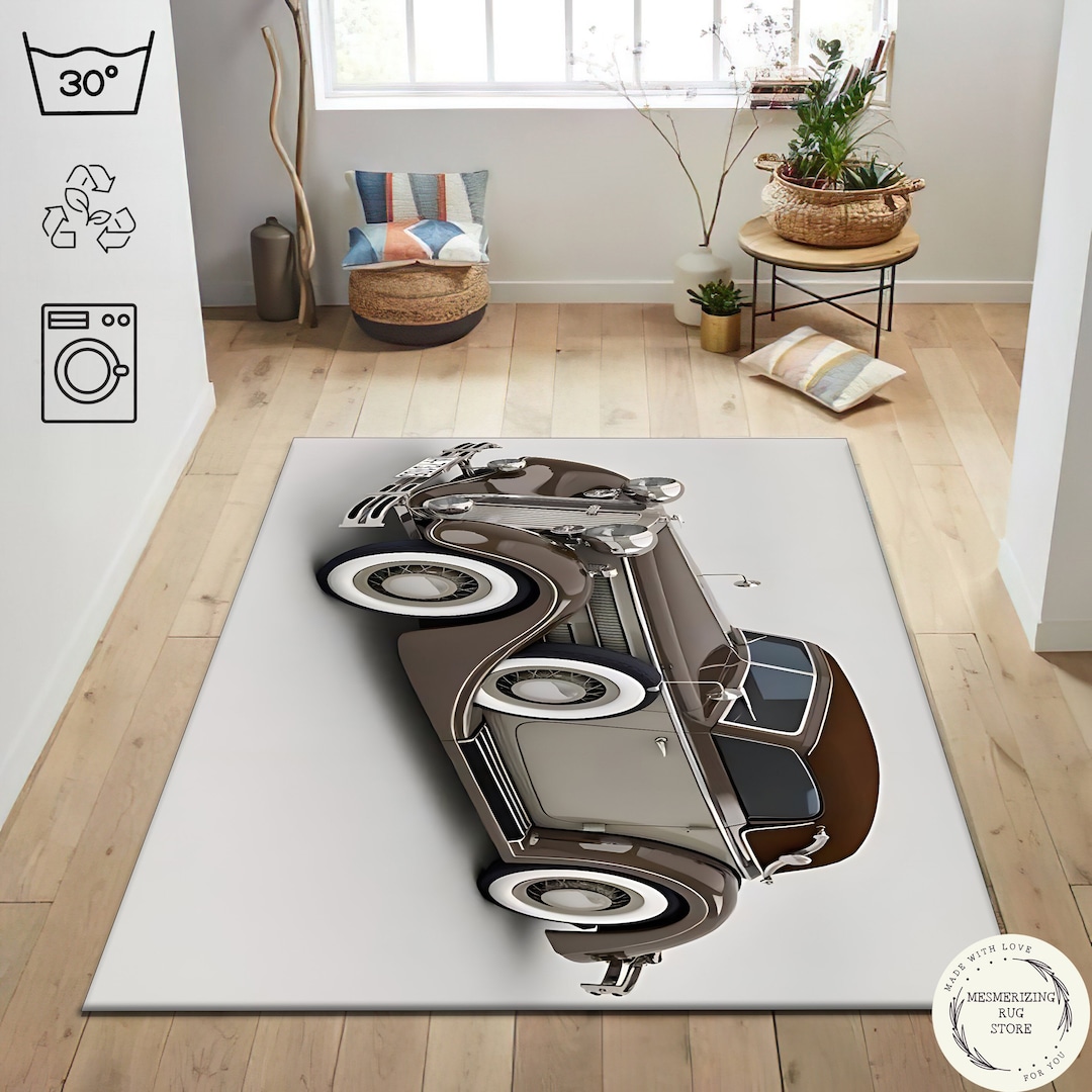 Classic Car Rug, Car Themed Rug, Retro Rug, Car Mat, Old Car, WV Rug ...