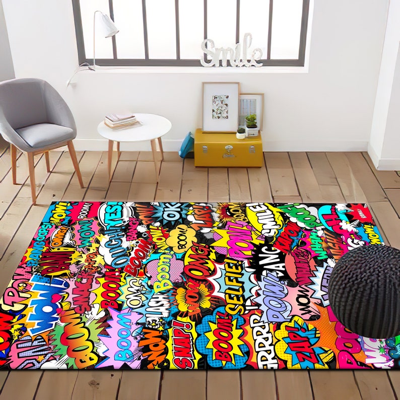 Comic Action Words Rug Graffiti Rug Comic Rug Pop Art Rug - Etsy