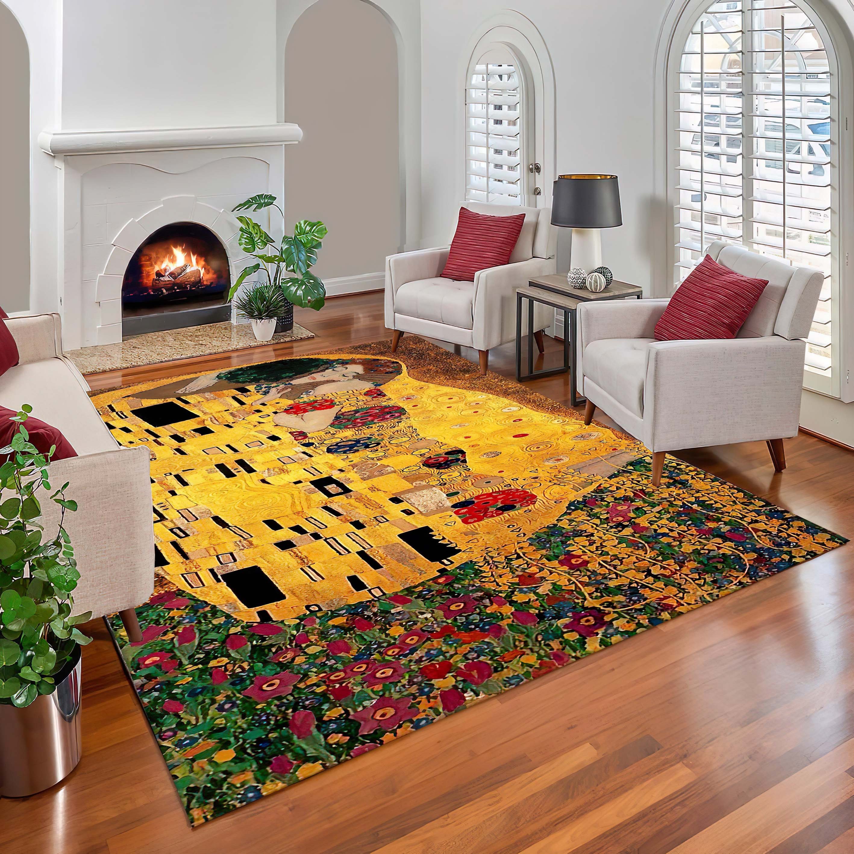 Famous Paintings Gustav Klimt the Kiss Art Printed Rug - Etsy UK