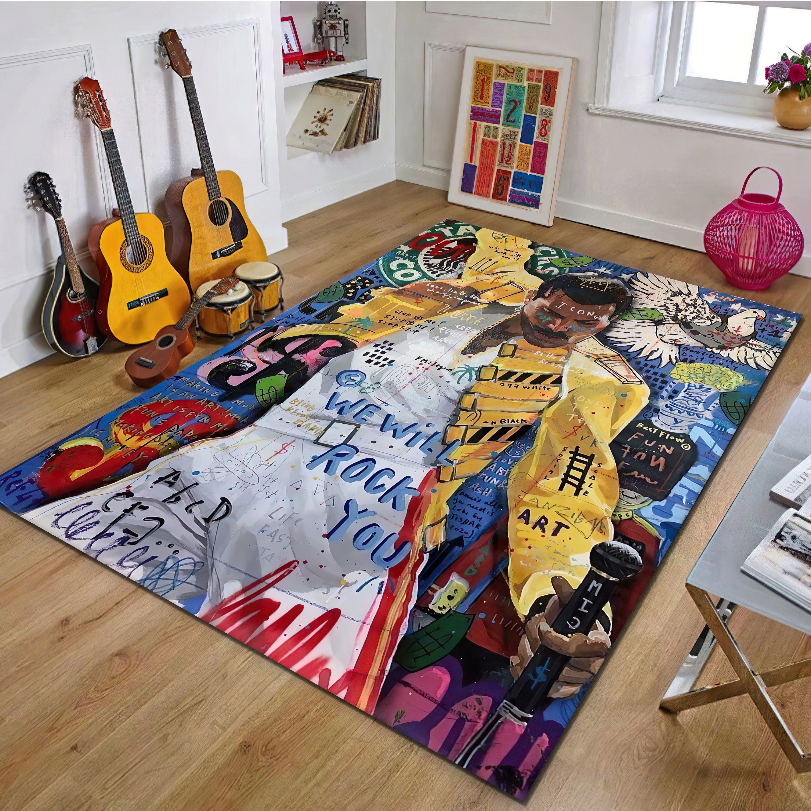 The Queen Rug, Freddie Mercury, Music Band Rug, We Will Rock You, Music ...