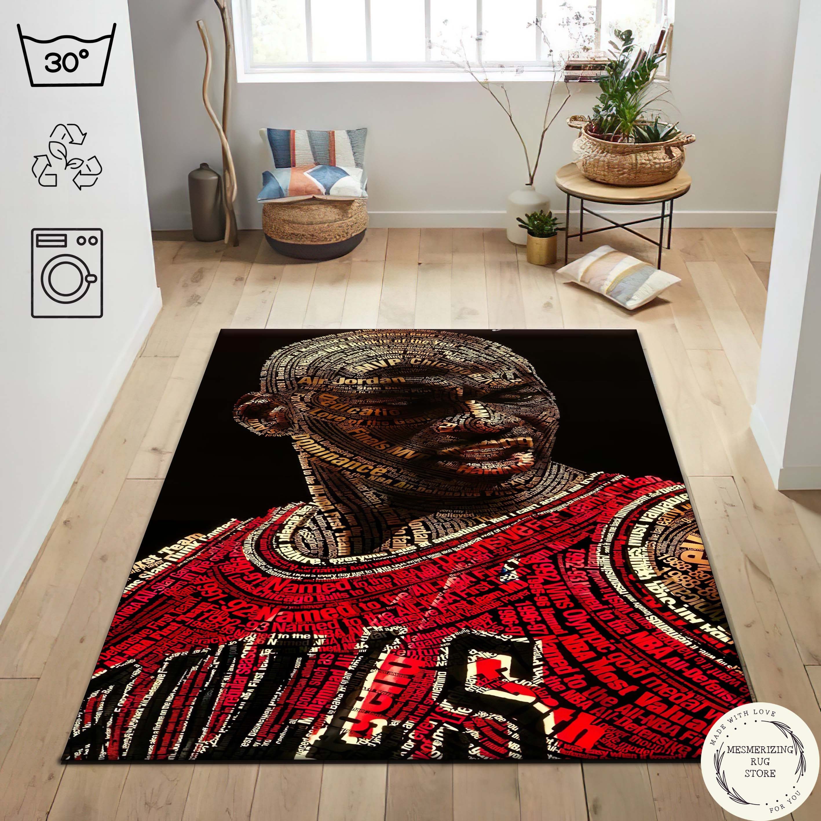 Michael Jordan, Air Jordan, NBA, Basketball, Lettering Pattern Rug ...