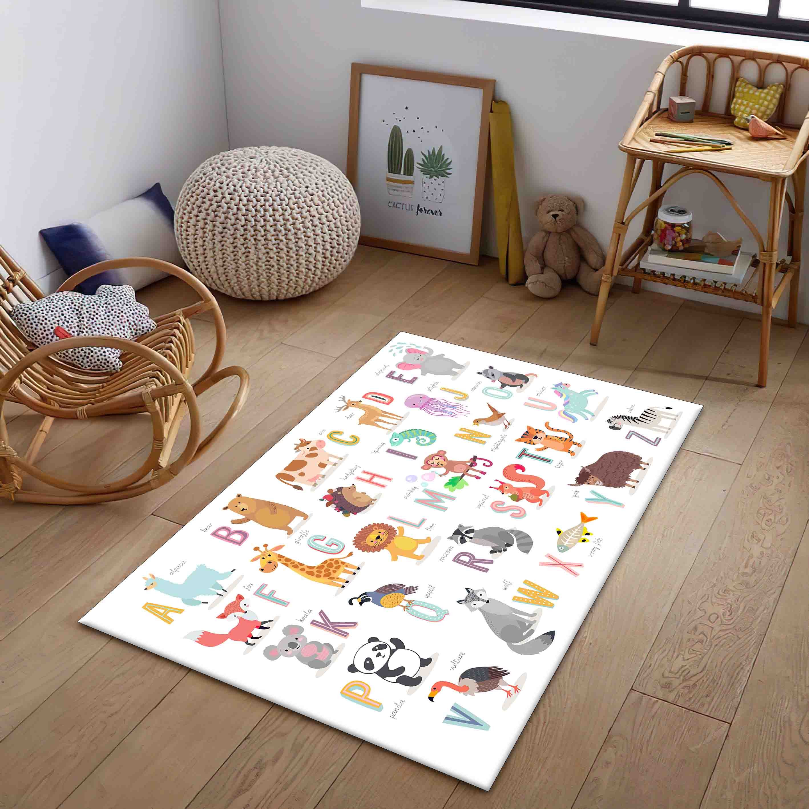 Alphabet and Animals Rug for Kids, Learn Animals and Alphabet, Baby ...