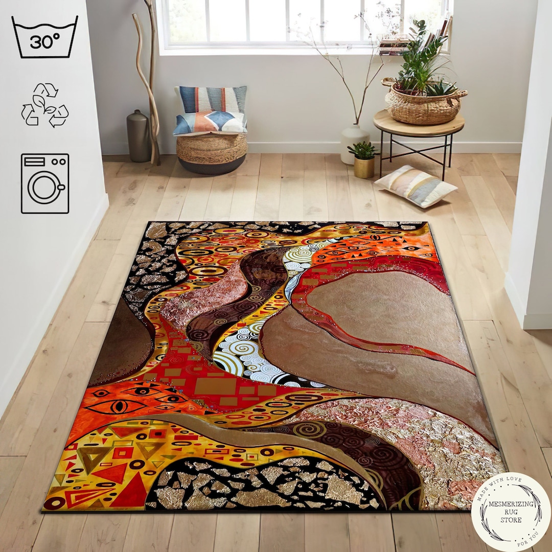 Gustav Klimt the Kiss Rug, Famous Paintings, Colorful Art Remake - Etsy