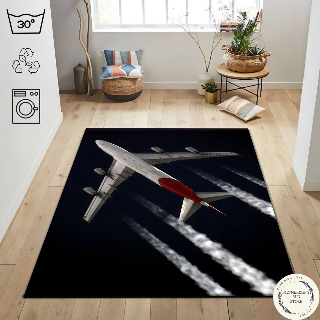 Plane Rug, Airplane Rug, Plane Themed Rug, Funky Rug, Plane Decor ...