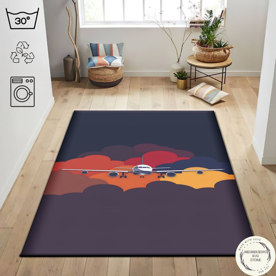 Airplane Rug, Plane Themed Rug, Funky Rug, Plane, Modern Home Decor ...