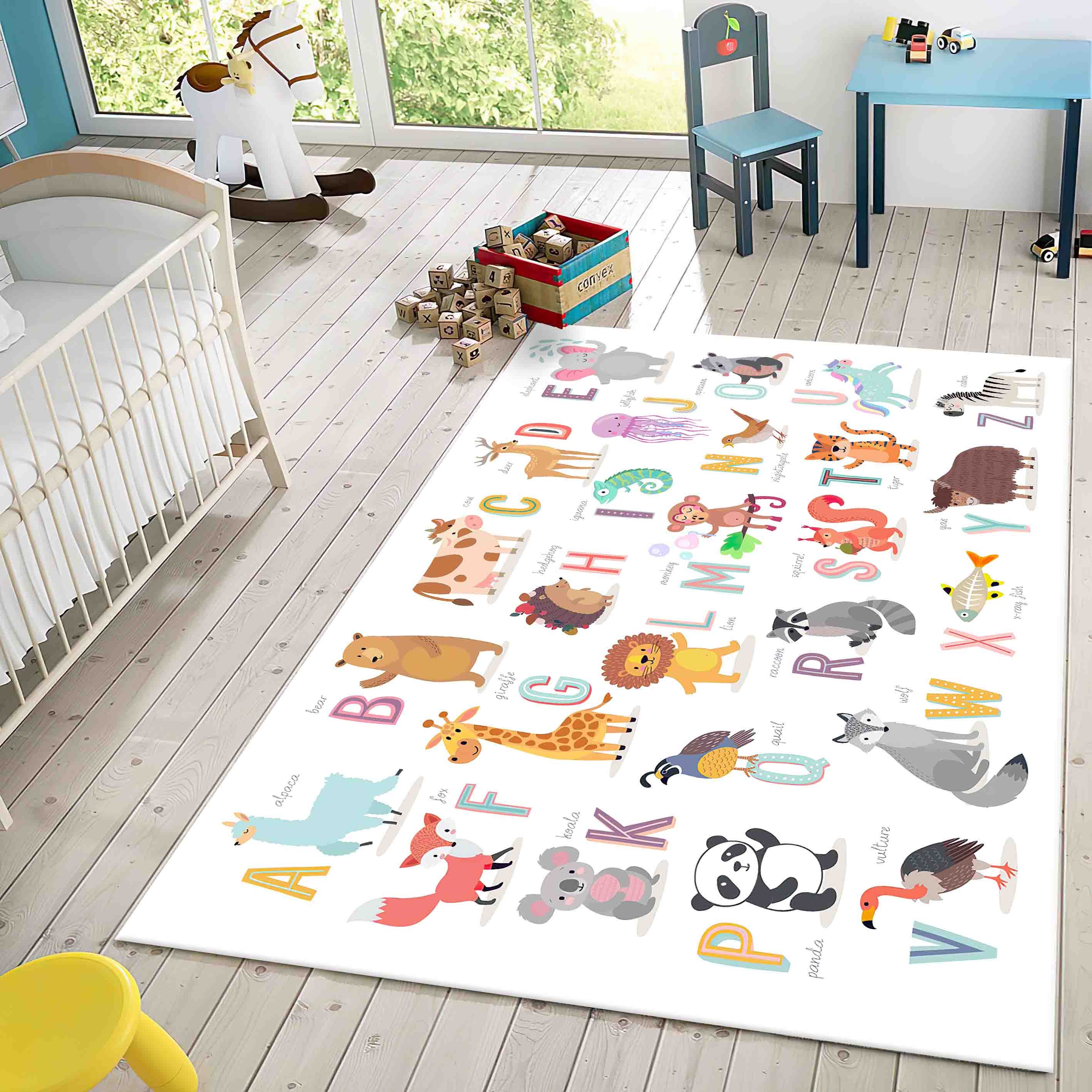 Alphabet and Animals Rug for Kids, Learn Animals and Alphabet, Baby ...