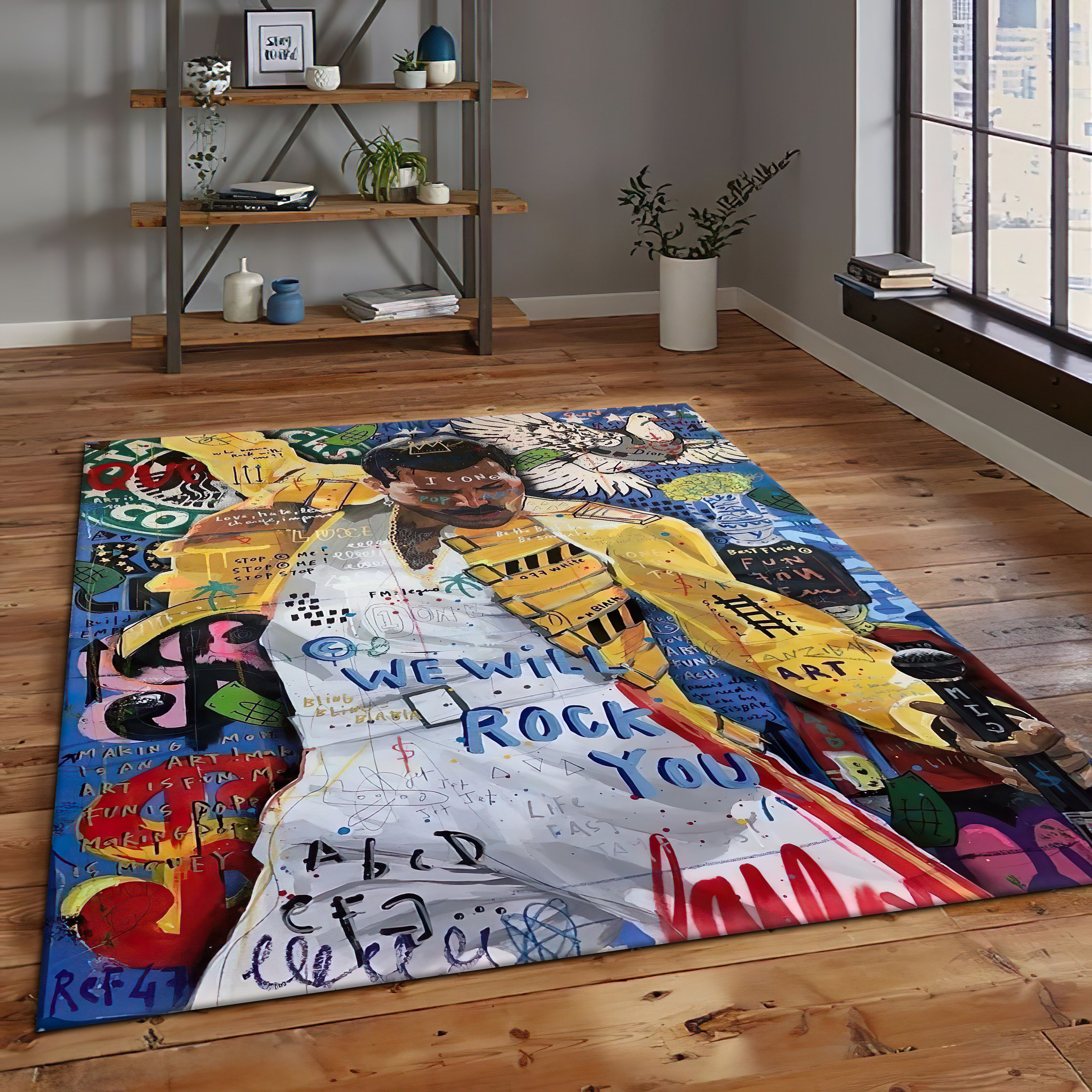 The Queen Rug, Freddie Mercury, Music Band Rug, We Will Rock You, Music ...