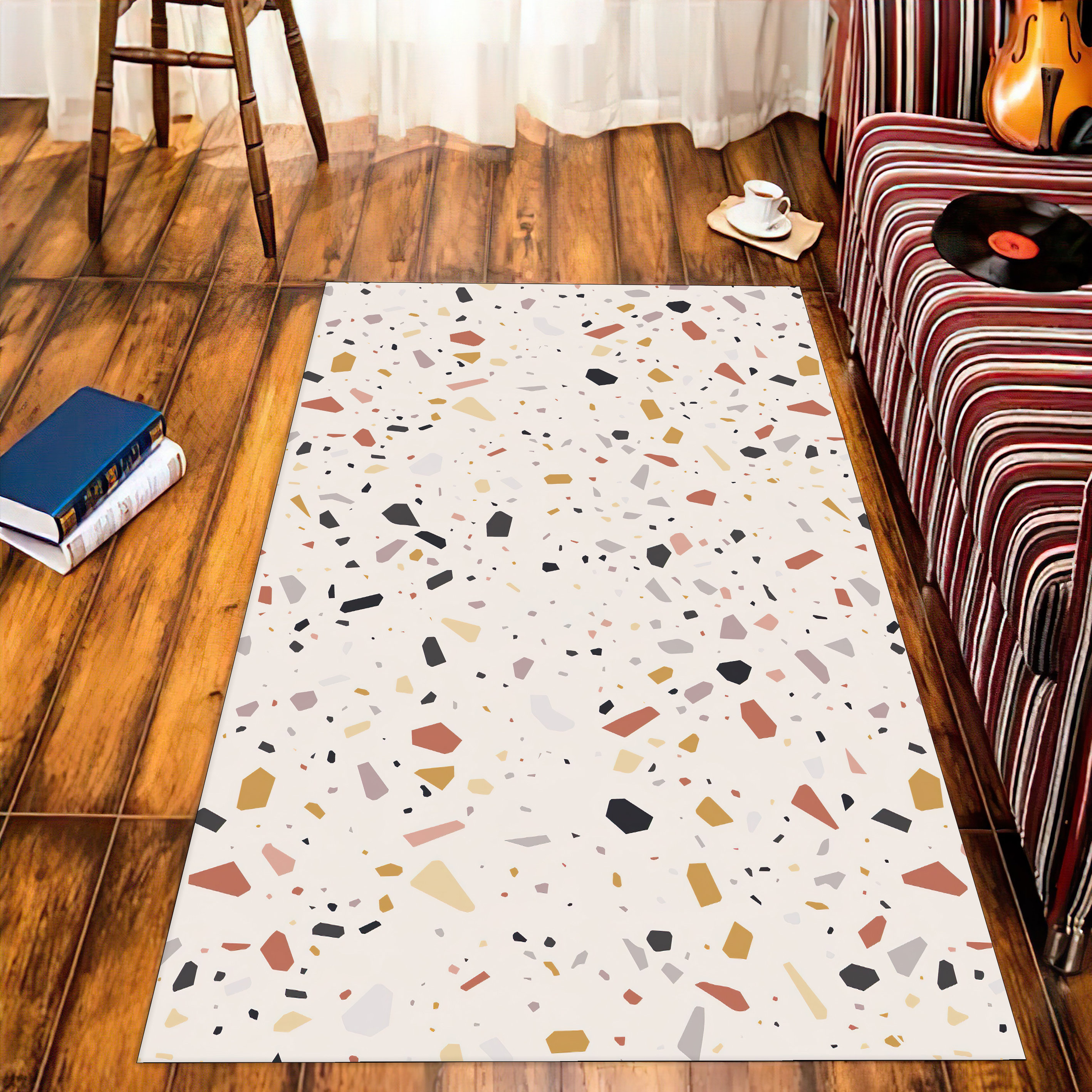 Terrazzo Pattern Rug, Terrazzo Kitchen Rug, Abstract Rug, Pastel Colors ...