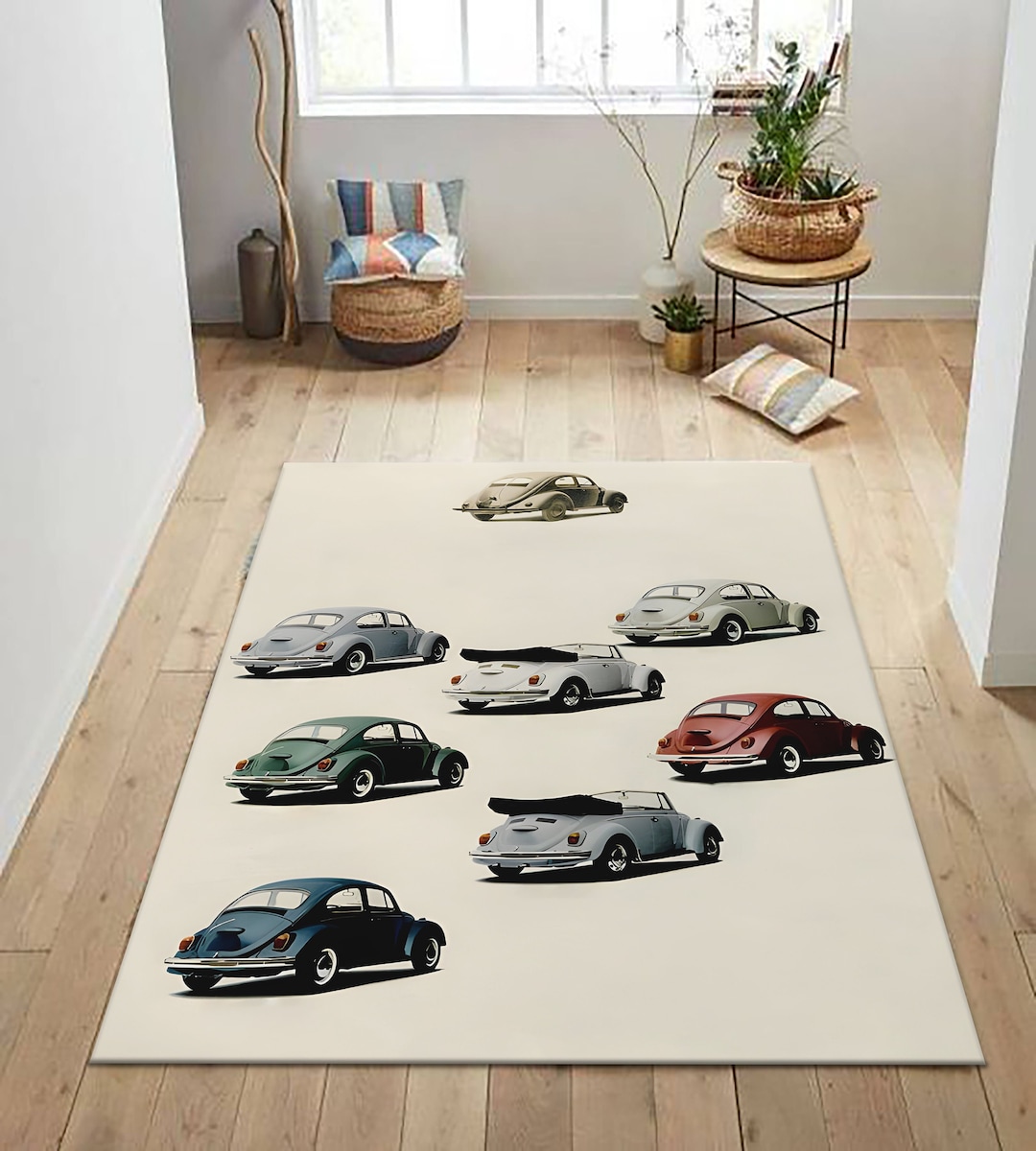 Volkswagen Pattern Rug, Turtle Car Rug, VW Car, Car Rug, Kids Decor Rug ...