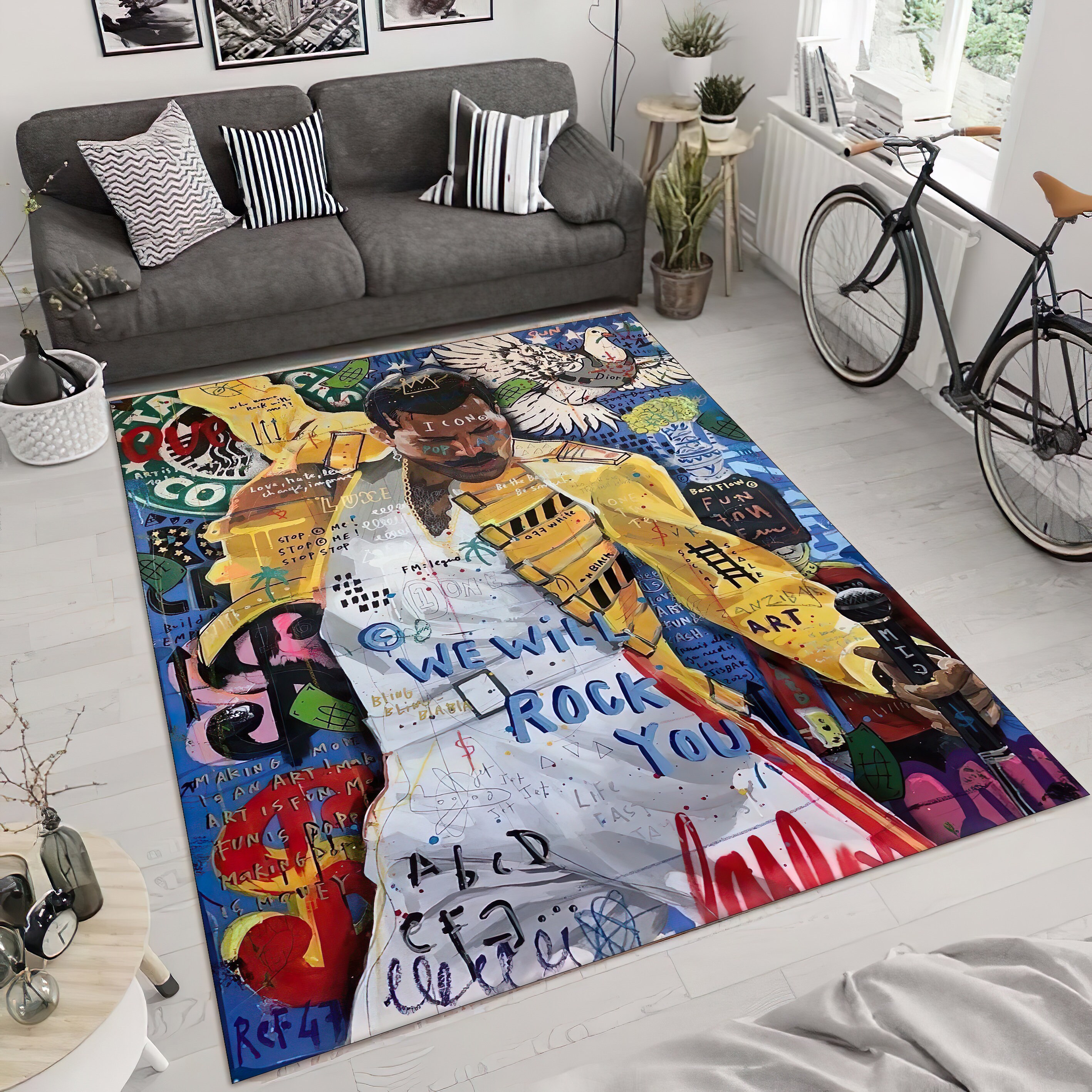 The Queen Rug, Freddie Mercury, Music Band Rug, We Will Rock You, Music ...