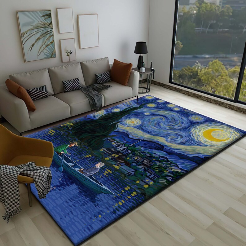 Famous Paintings Van Gogh Rug Starry Night Printed Rug - Etsy