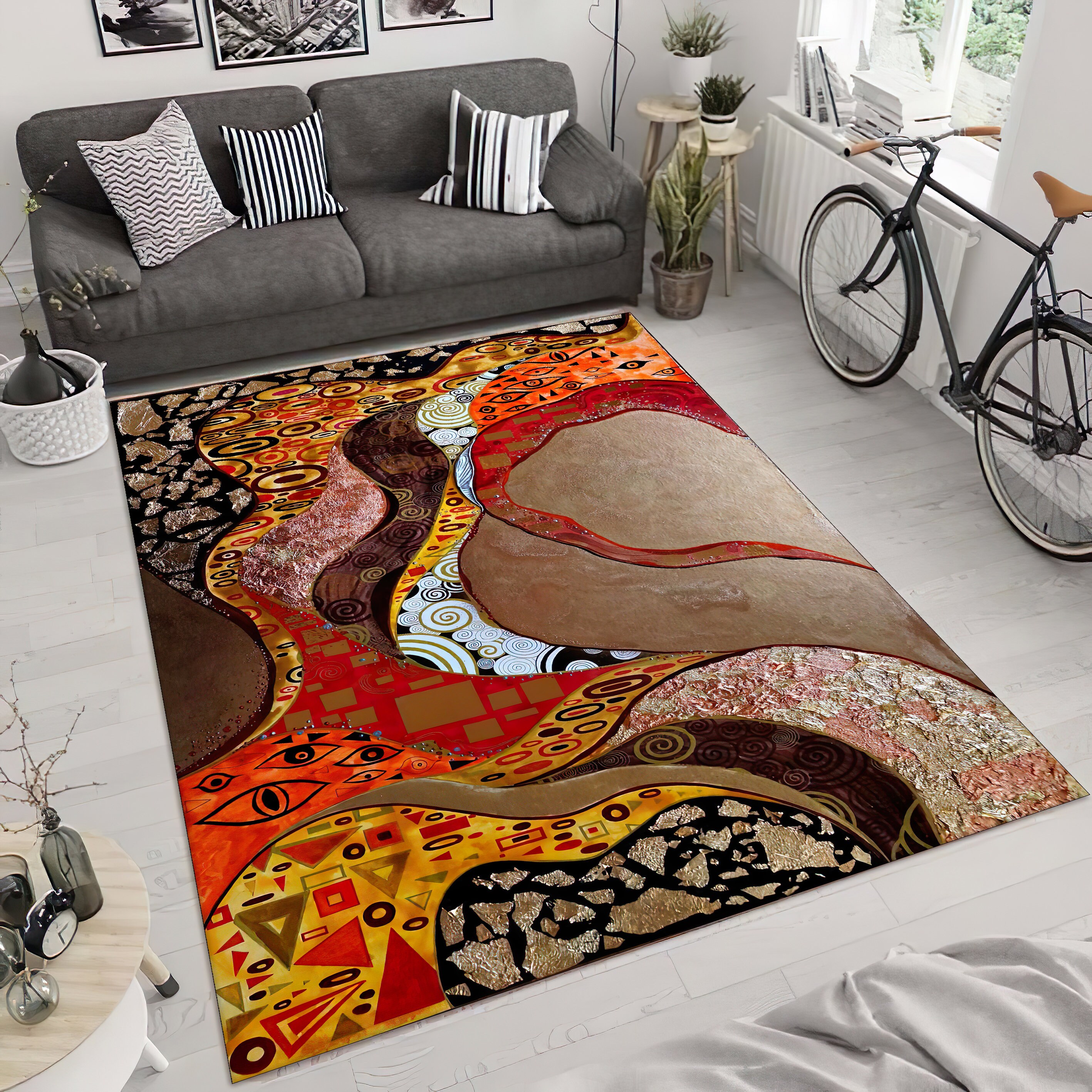 Gustav Klimt the Kiss Rug, Famous Paintings, Colorful Art Remake - Etsy