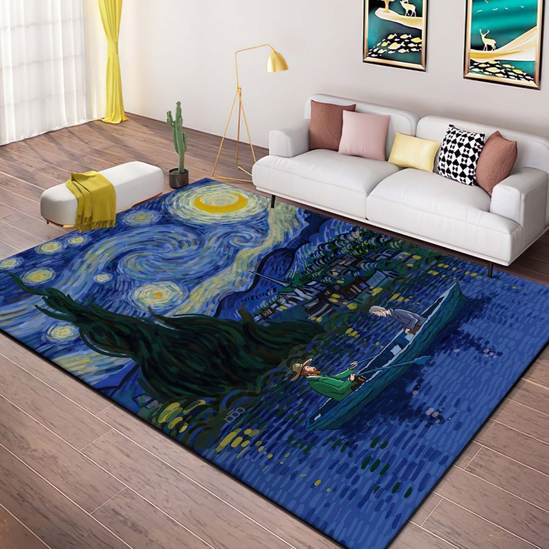 Famous Paintings Van Gogh Rug Starry Night Printed Rug - Etsy