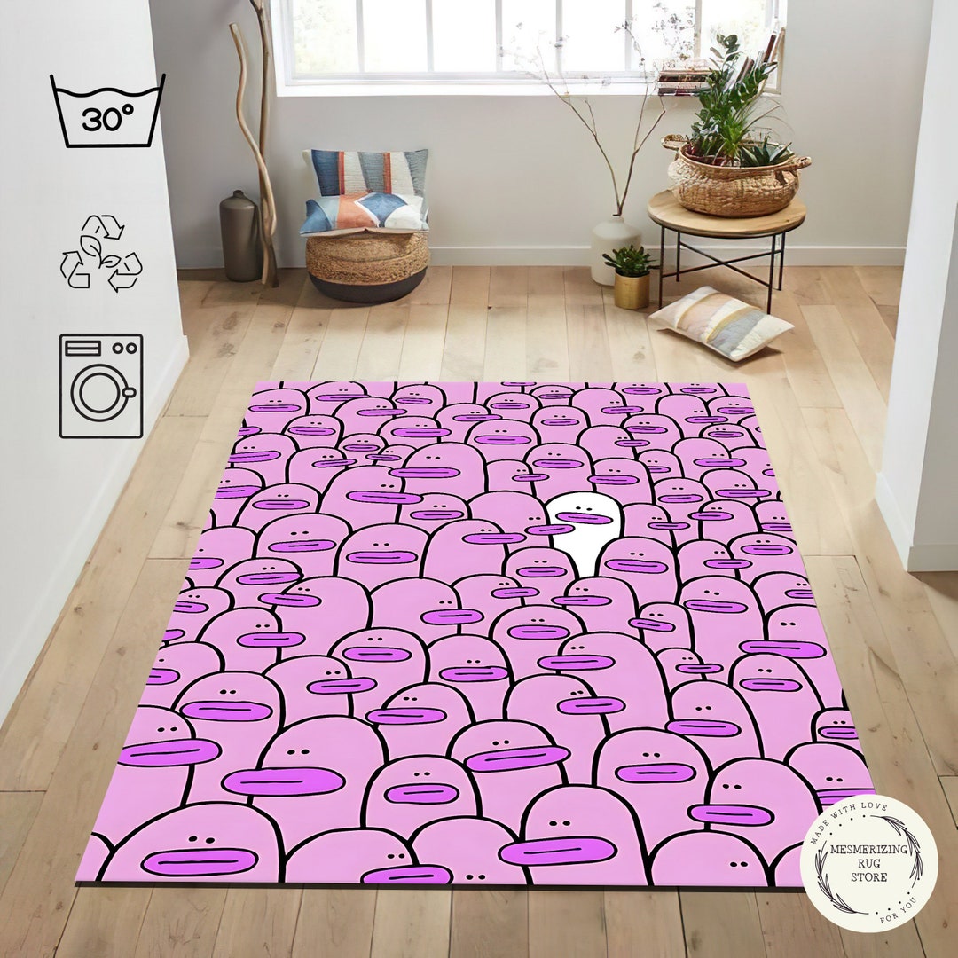 Funny Meme Decoration Rug, Funny Ducks Rug, Cartoon Rug, Lilac Rug ...