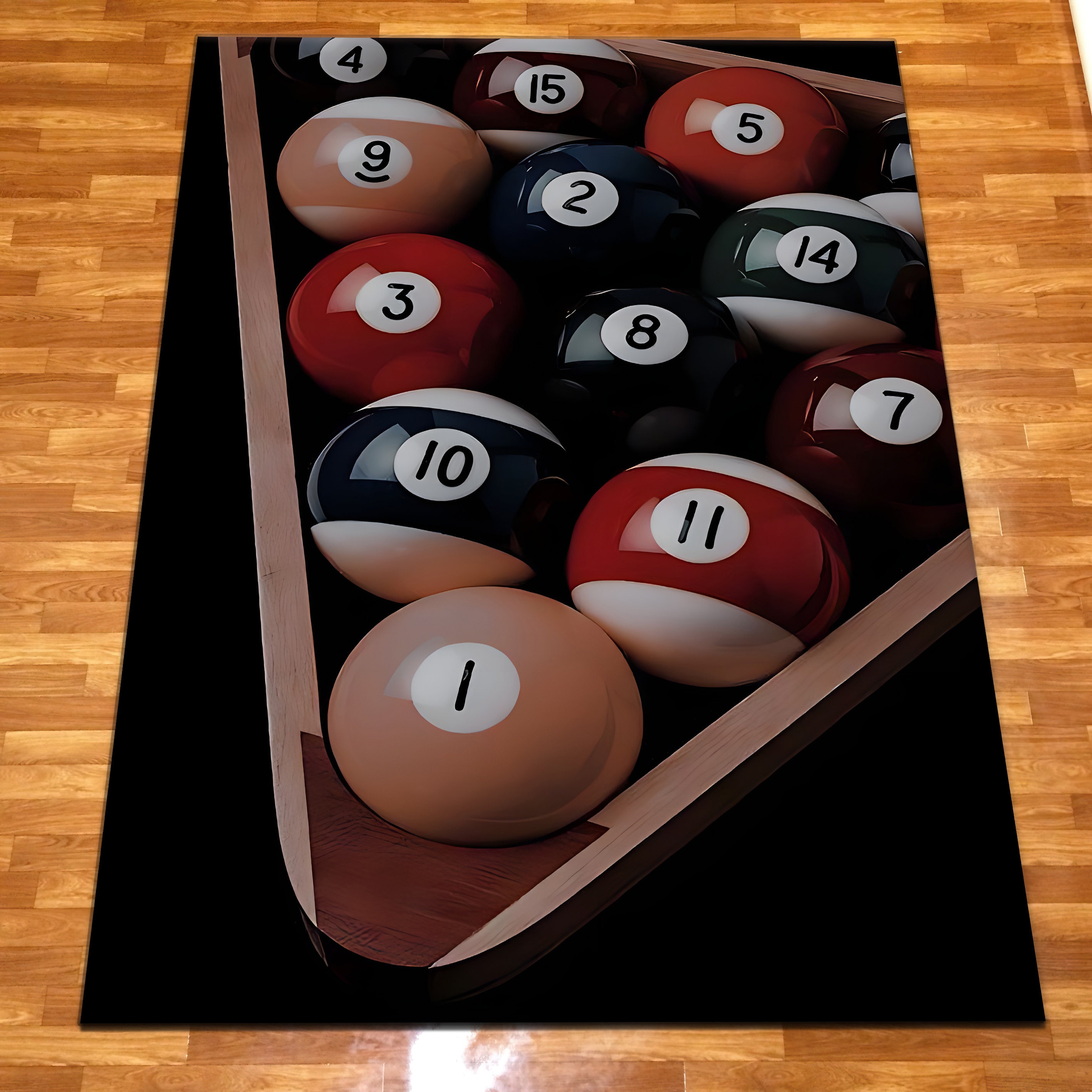 Billiards Ball Rug: Game Room Decor, Pool Table Print, Decorative Floor ...