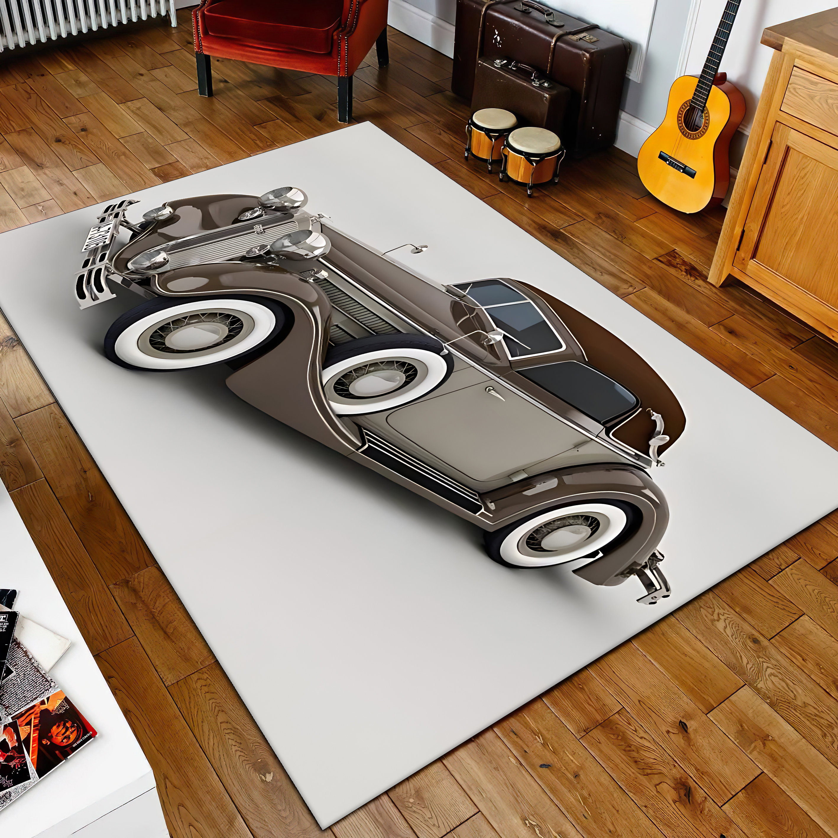 Classic Car Rug Car Themed Rug Retro Rug Car Mat Old Car - Etsy