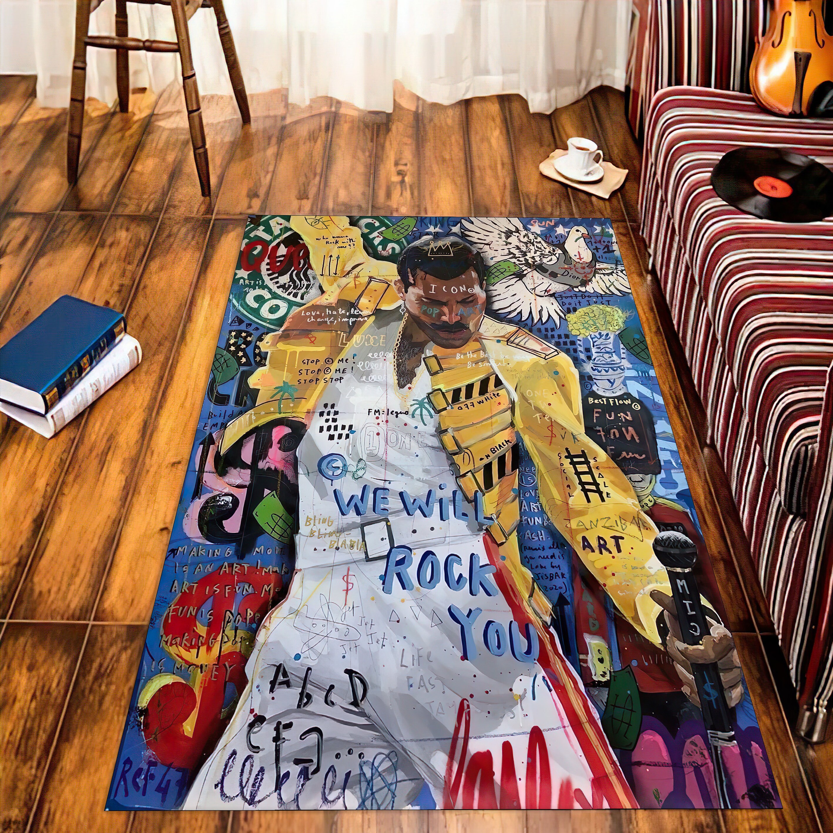 The Queen Rug, Freddie Mercury, Music Band Rug, We Will Rock You, Music ...