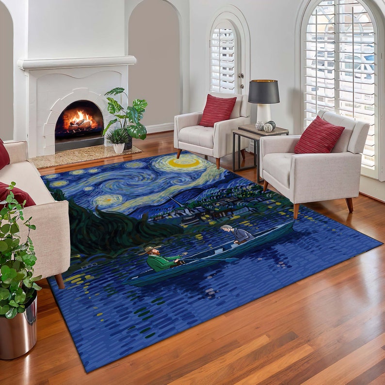 Famous Paintings Van Gogh Rug Starry Night Printed Rug - Etsy
