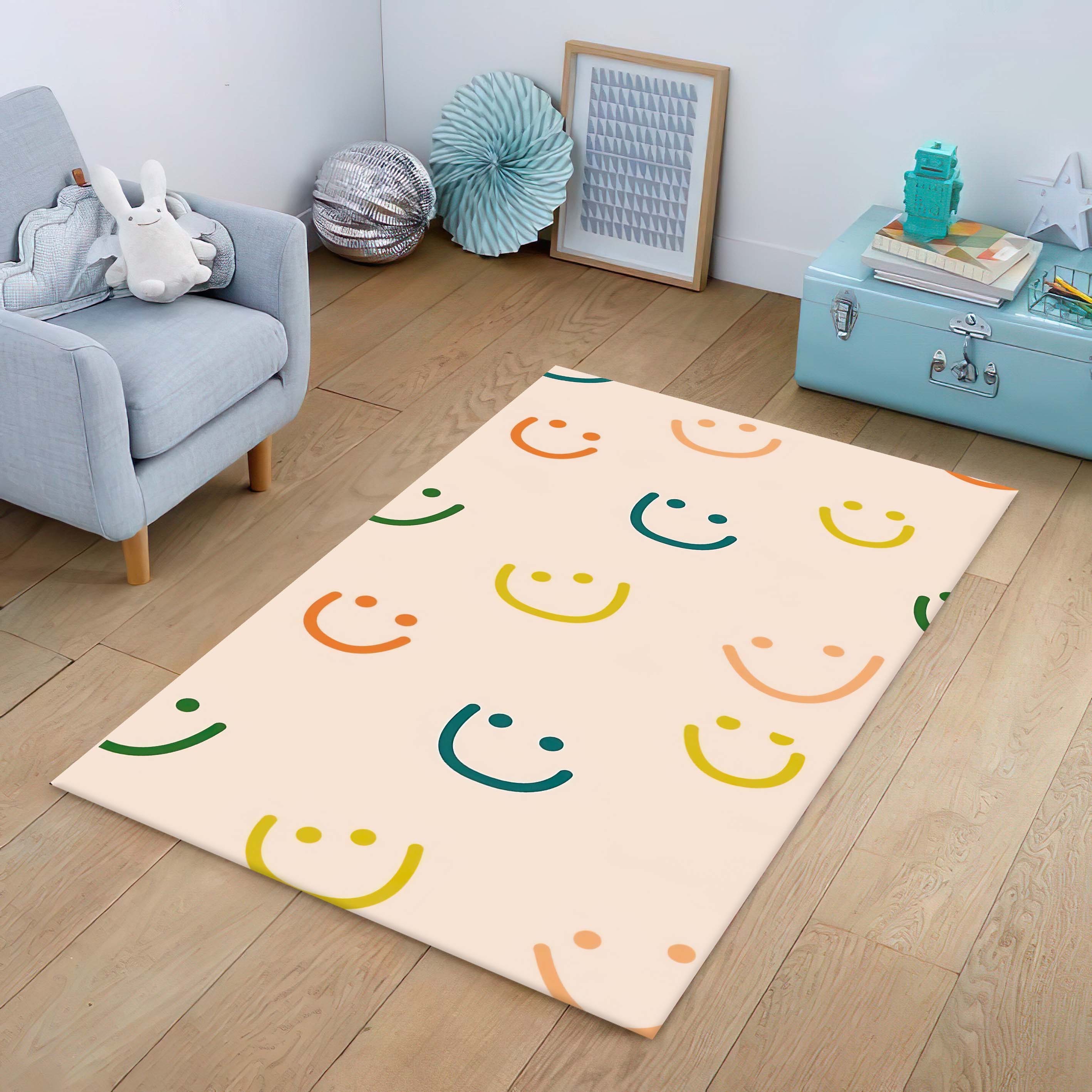 Smiley Face Rug, Pastel Color Smile Rug, Groovy Rug, Nursery Rug, Funky ...