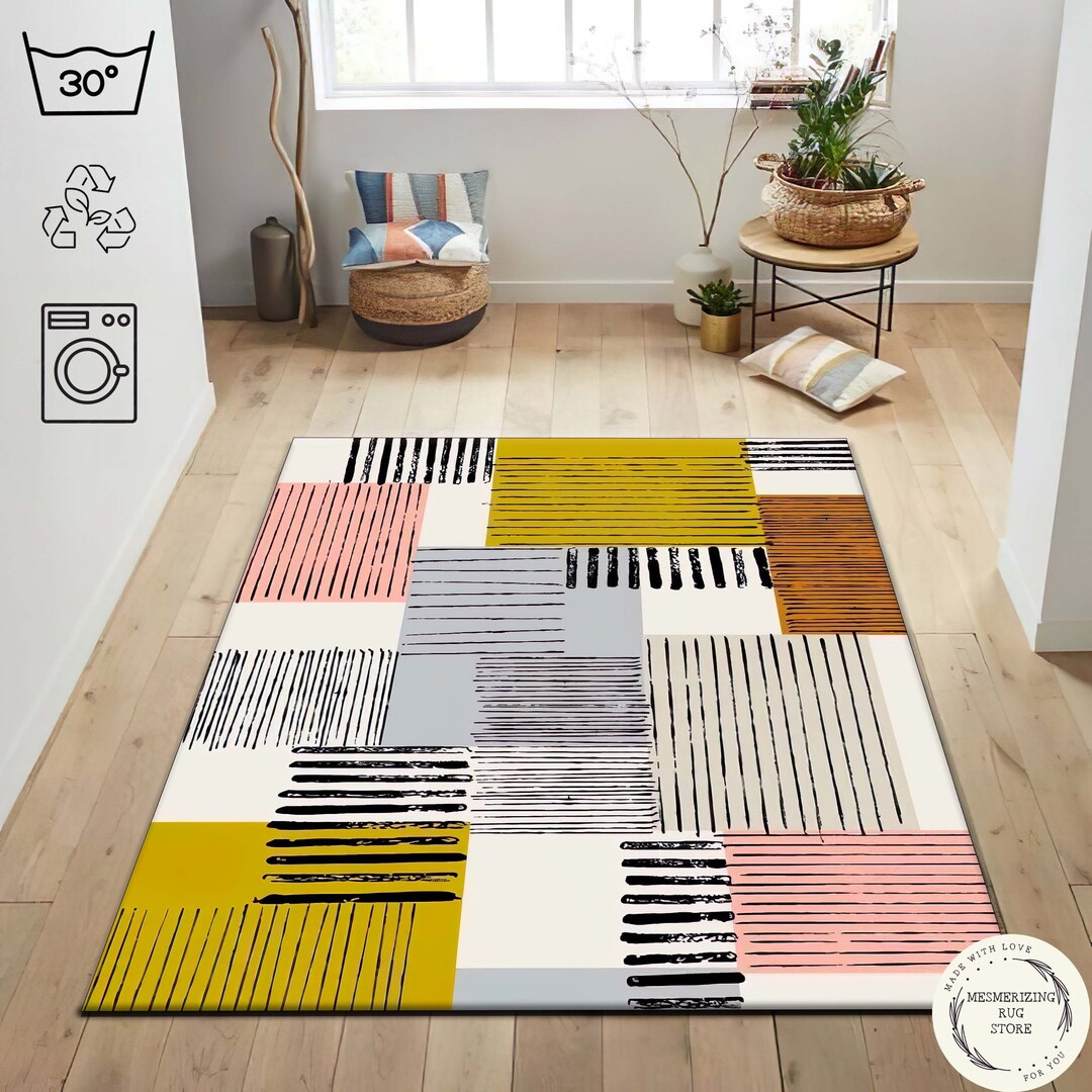 Mid Century Art Rugs, Mid Century Modern Rug, Retro Area Rug, Retro ...