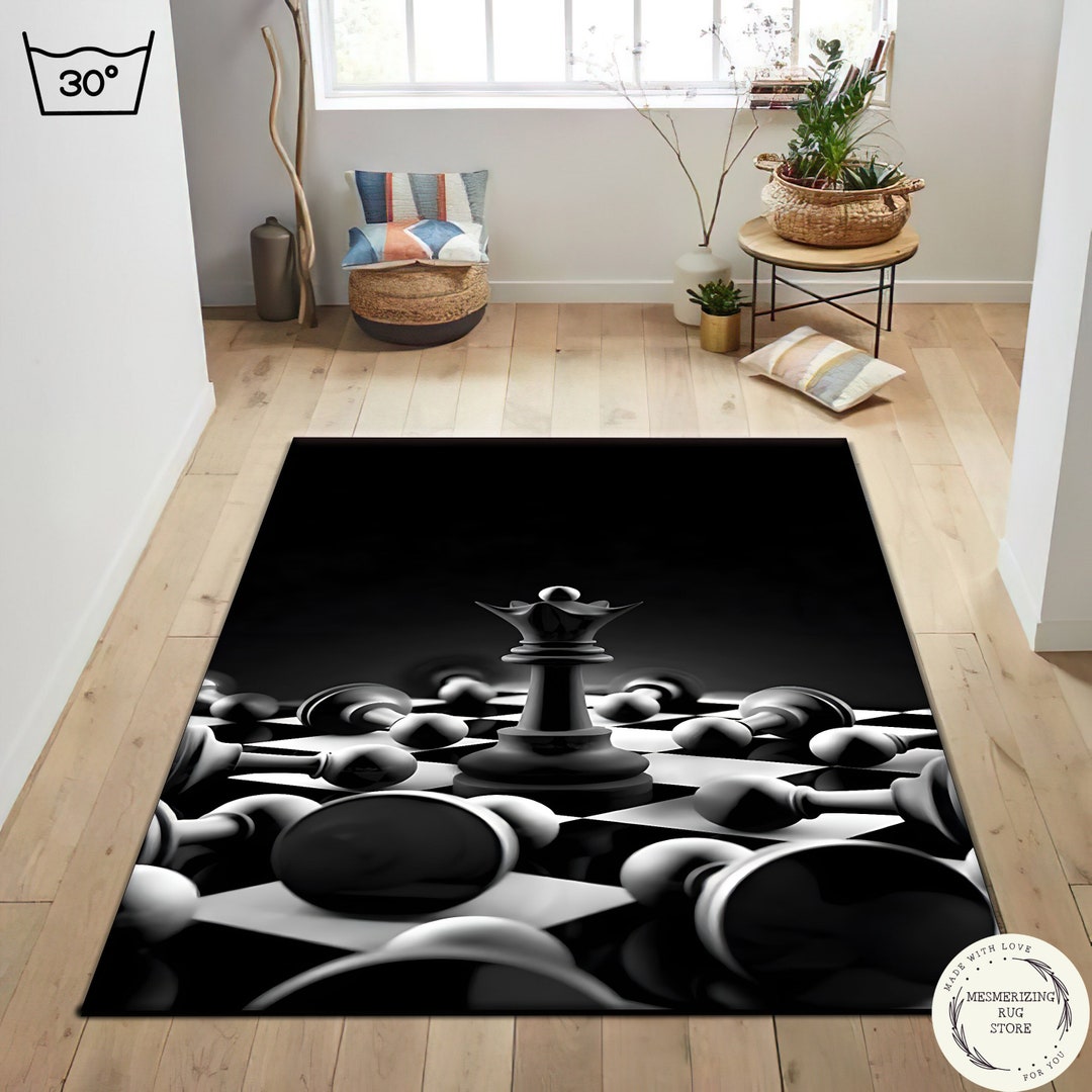 3D Chess Rug 3D Effect Rug Chess Set Rug Black and White - Etsy