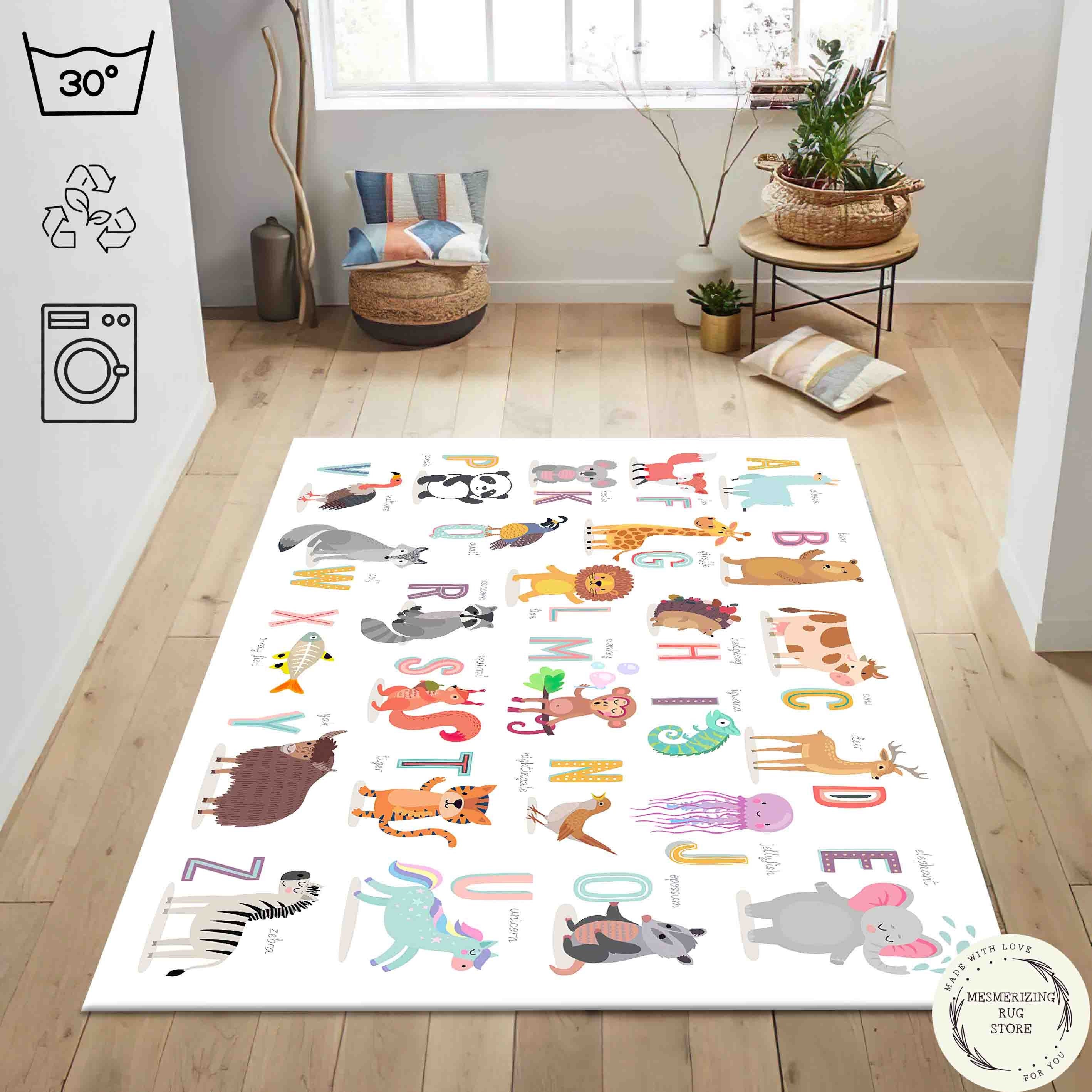 Alphabet and Animals Rug for Kids, Learn Animals and Alphabet, Baby ...