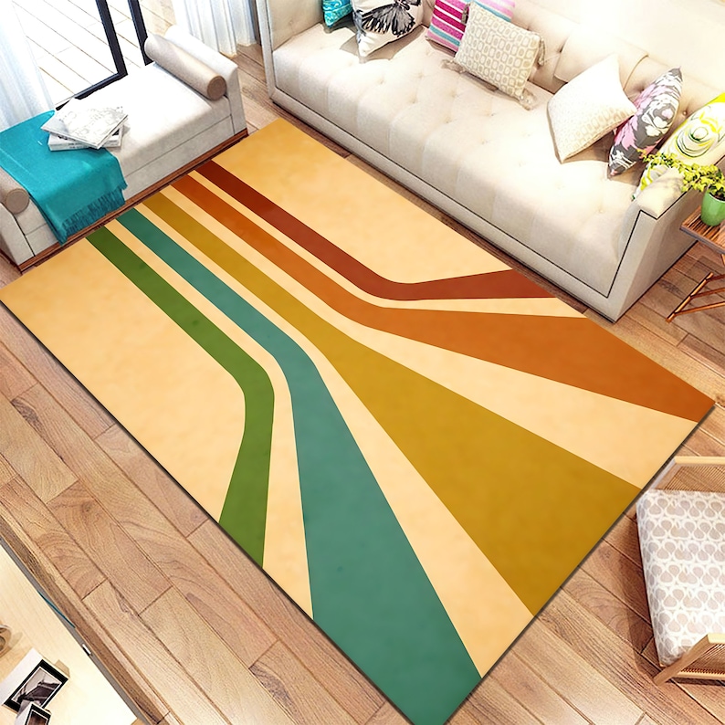 Groovy Retro 70's Rug, Scandinavian Style Rugs, Retro Rugs, Mid Century ...