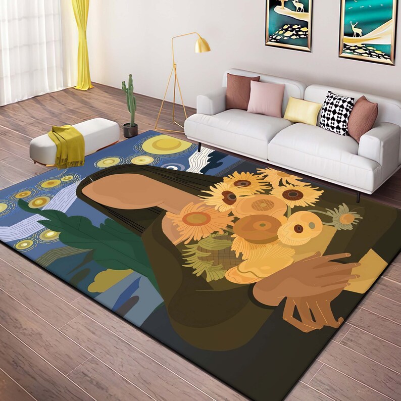 Famous Paintings Mona Lisa Remake Rug Van Gogh Rug - Etsy