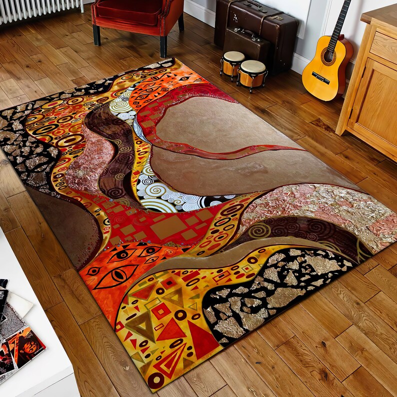Gustav Klimt the Kiss Rug, Famous Paintings, Colorful Art Remake - Etsy