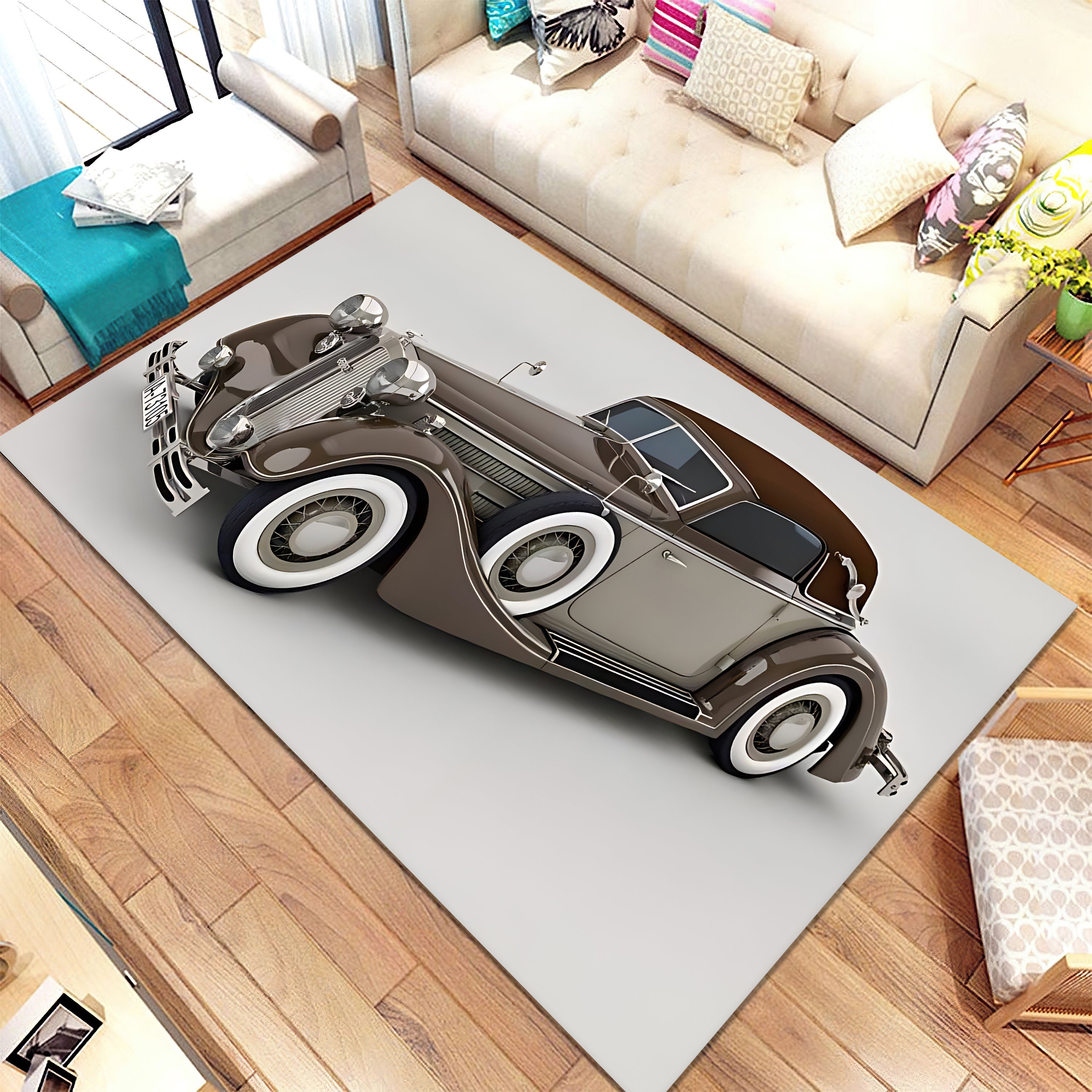 Classic Car Rug Car Themed Rug Retro Rug Car Mat Old Car - Etsy