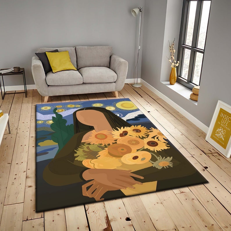 Famous Paintings Mona Lisa Remake Rug Van Gogh Rug - Etsy