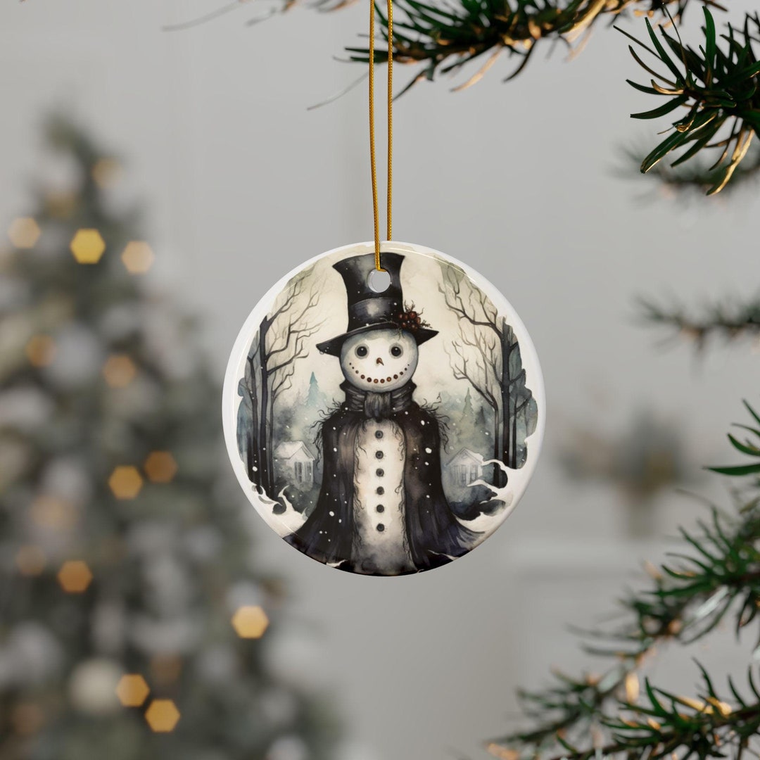 Gothic Snowman Christmas Ceramic Ornament, 2-side Print, Santa, Funny ...