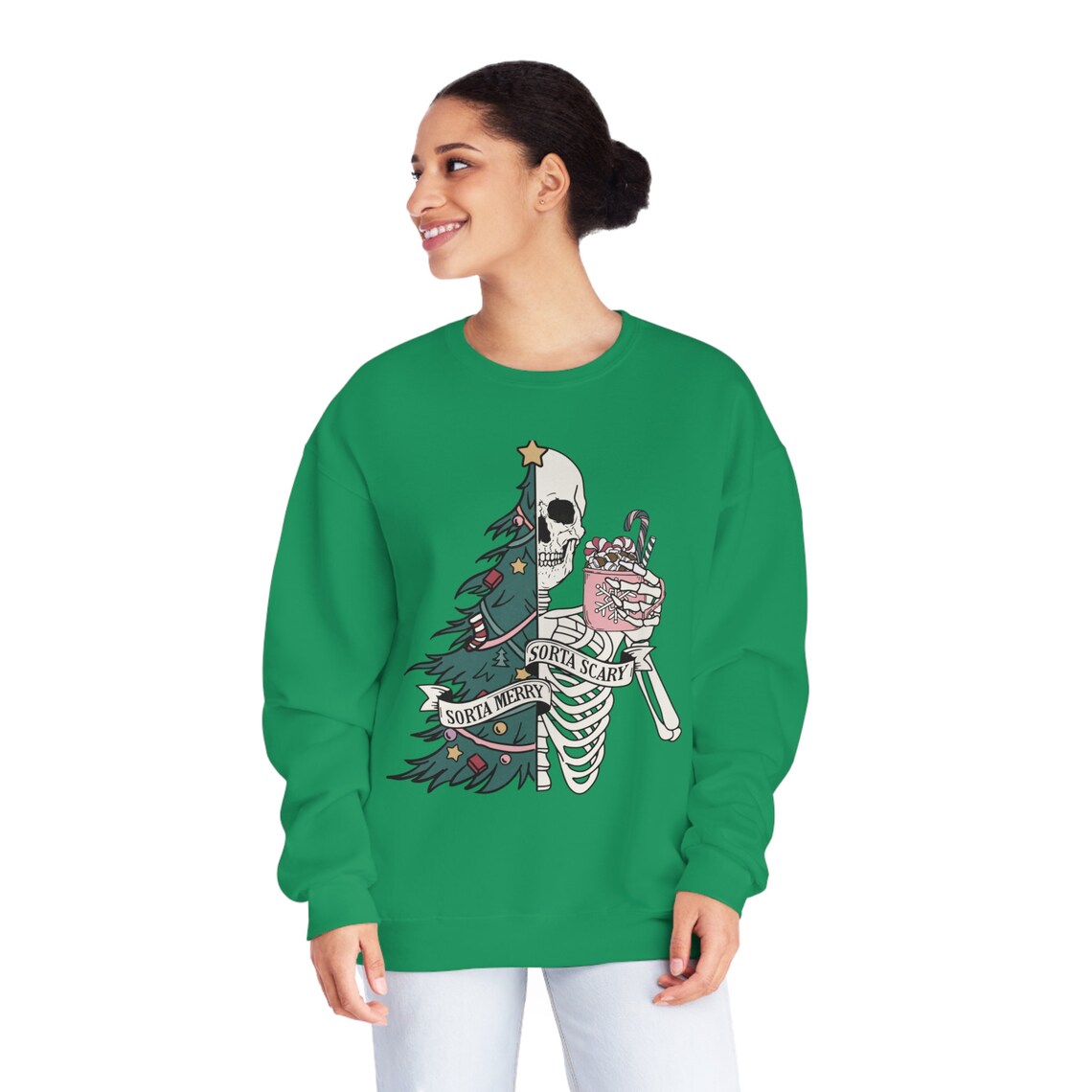 Sorta Merry Sorta Scary Christmas Sweatshirt, Creepmas, Skeleton, Funny ...