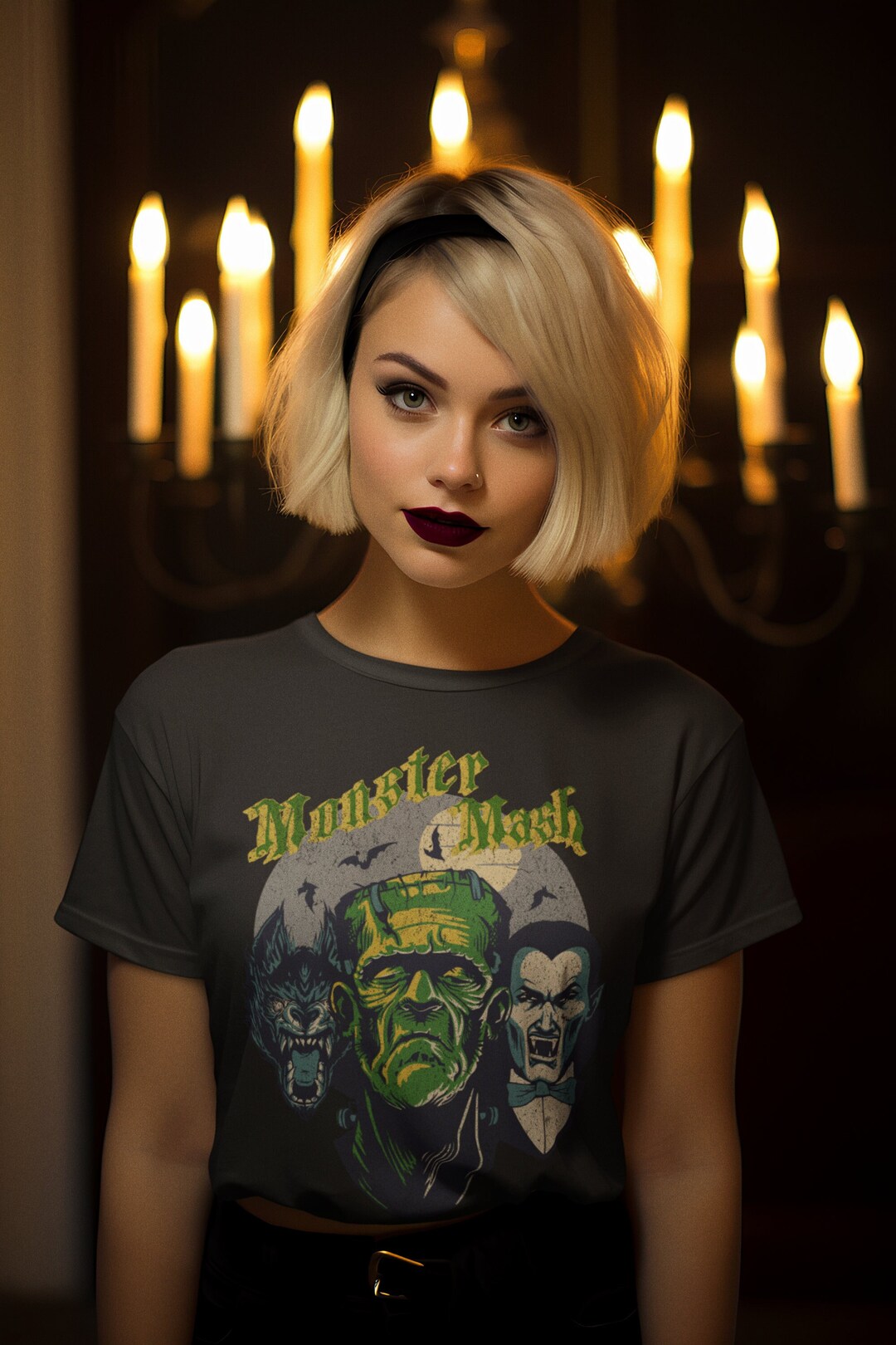 Monster Mash Halloween Boxy T-shirt Women's, Spooky Horror Skeleton ...