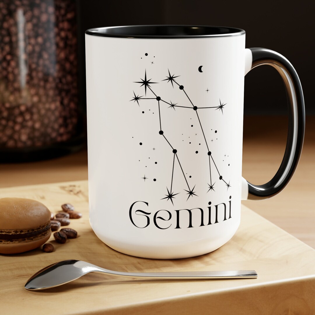 Gemini Zodiac Mug, Two-tone Coffee Mugs, 15oz, Zodiac Coffee Mug ...