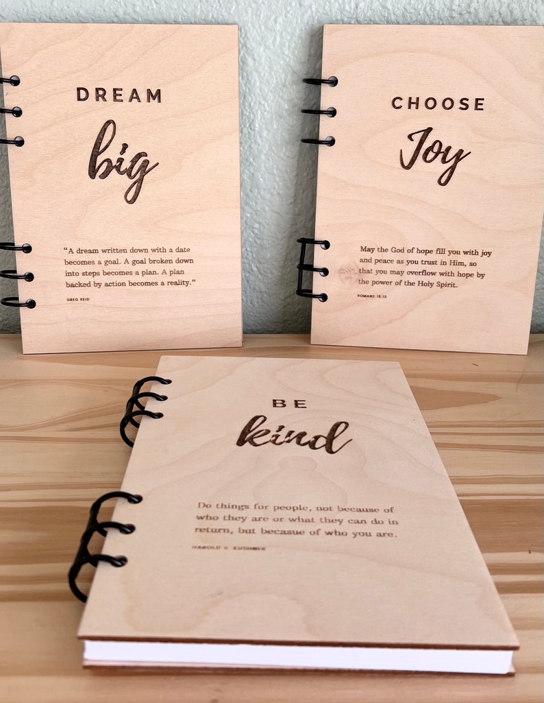 Wooden Journal - Laser Engraved A5 Journal With Dream Big Theme ...