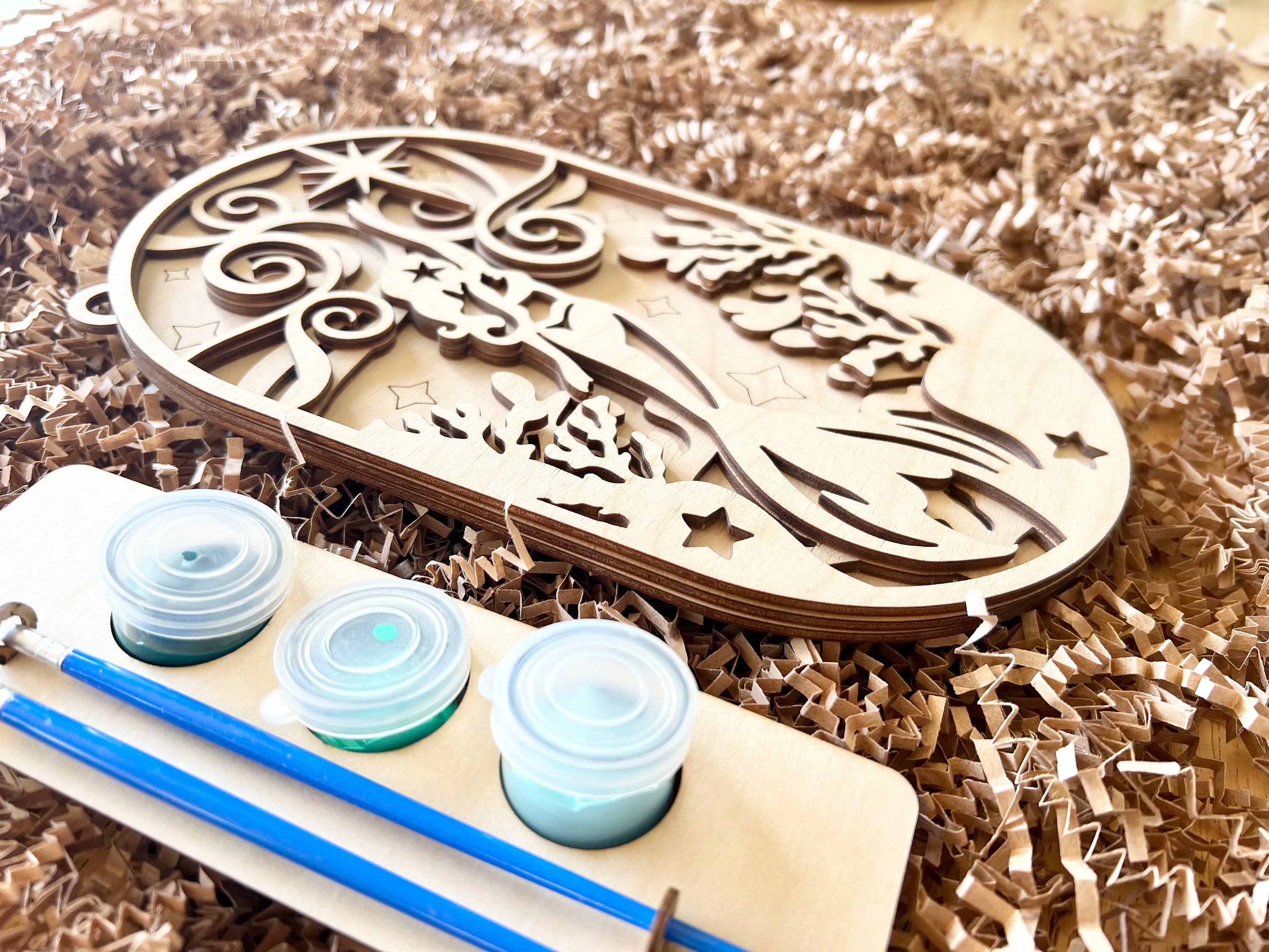 DIY Paint Kit - Laser Engraved Mermaid Scene | Fairytale Magical Wall ...