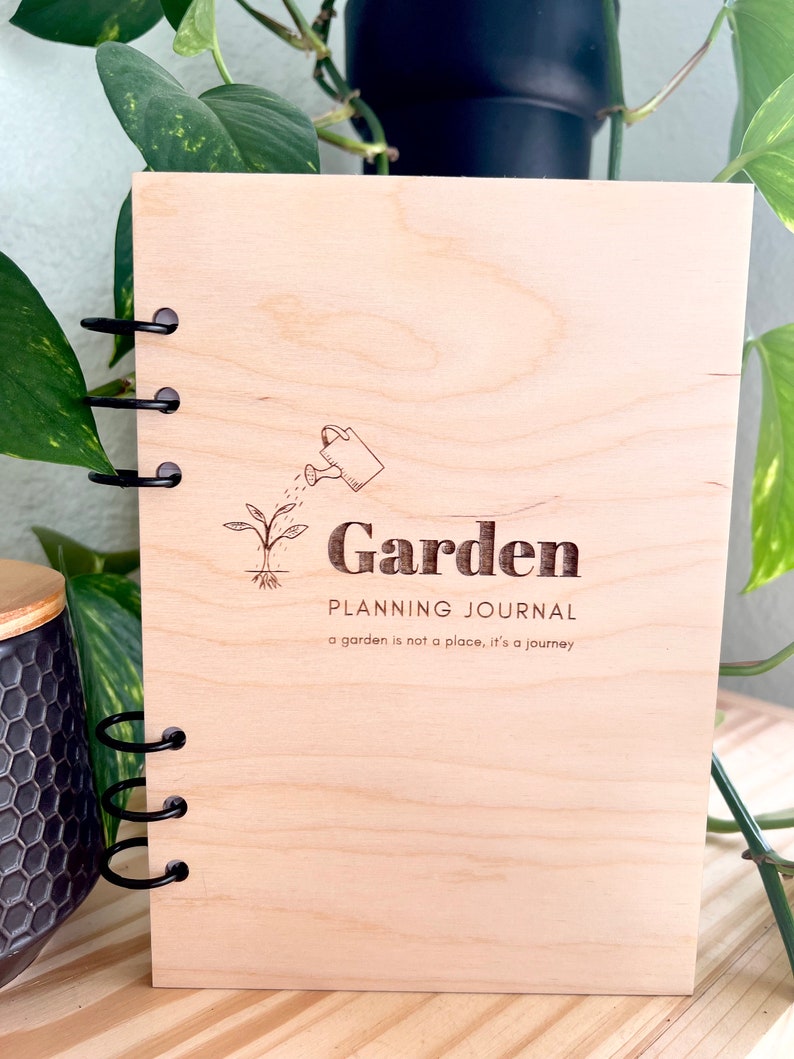 Wooden Journal - Laser Engraved A5 Journal With Garden Planning Theme ...