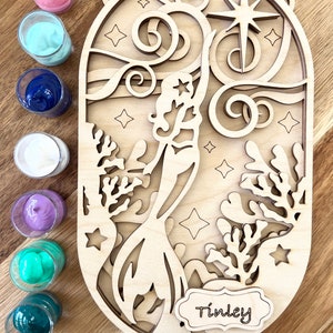 DIY Paint Kit - Laser Engraved Mermaid Scene | Fairytale Magical Wall ...