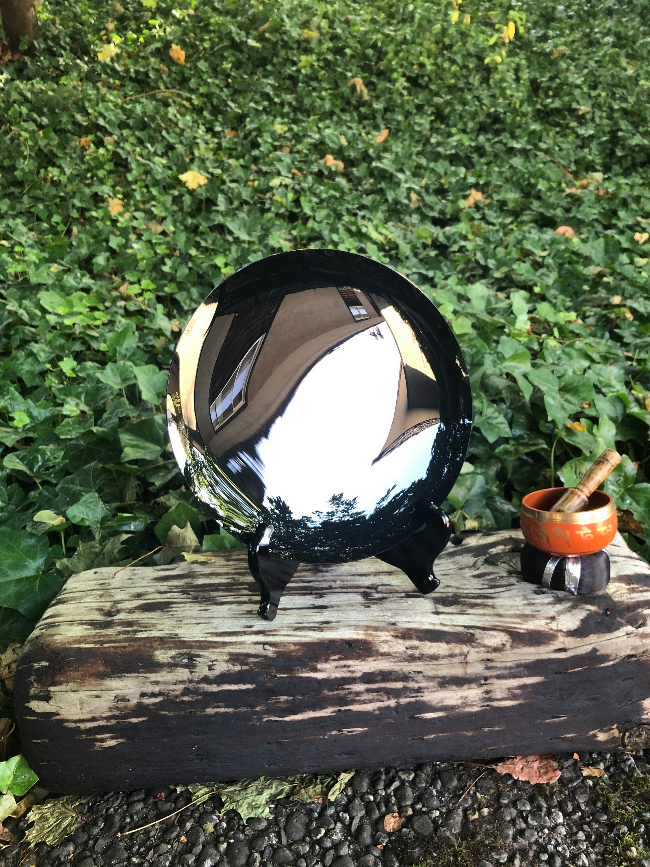 Elemental Scrying Mirror Dirt Earth in the Mirror Concave Black Stand ...