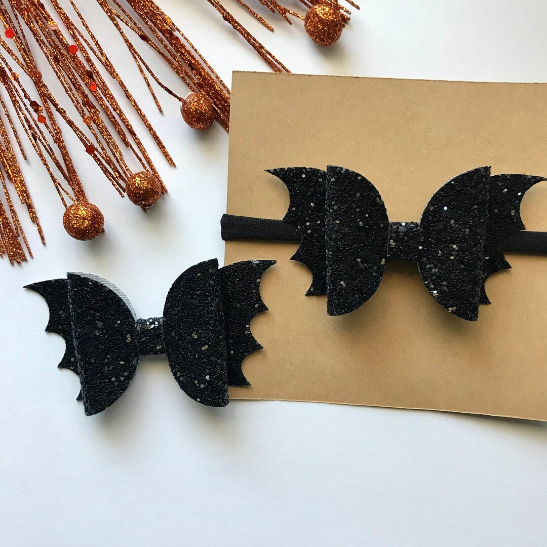 Bat Bow, Glitter Bat Bow, Halloween Bat Bow, Baby Headband, Toddler ...