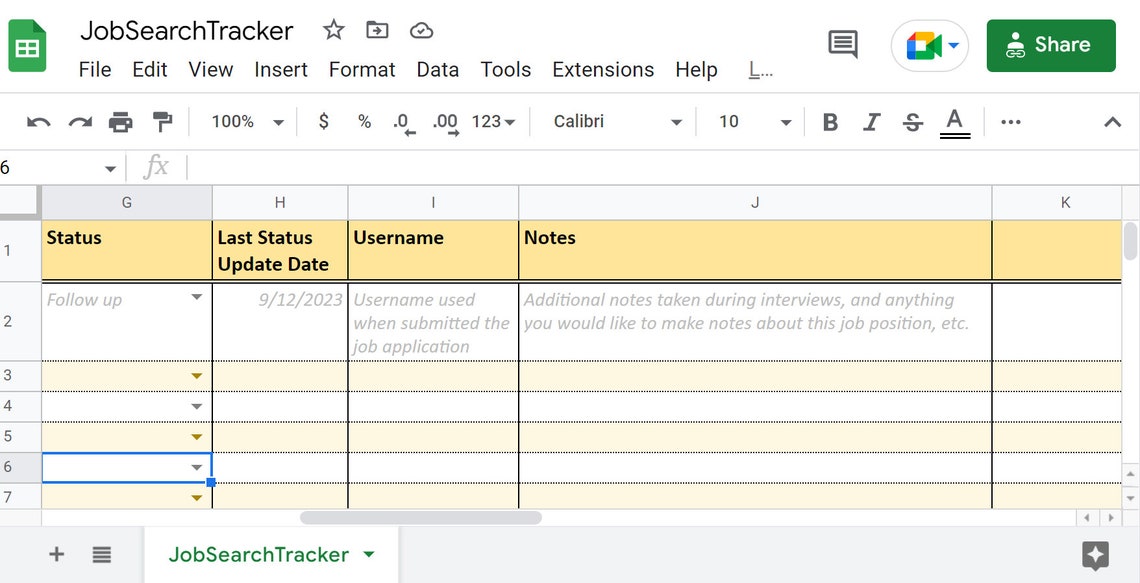 Google Sheets Template Job Search Tracker Helps You to Organize, and ...