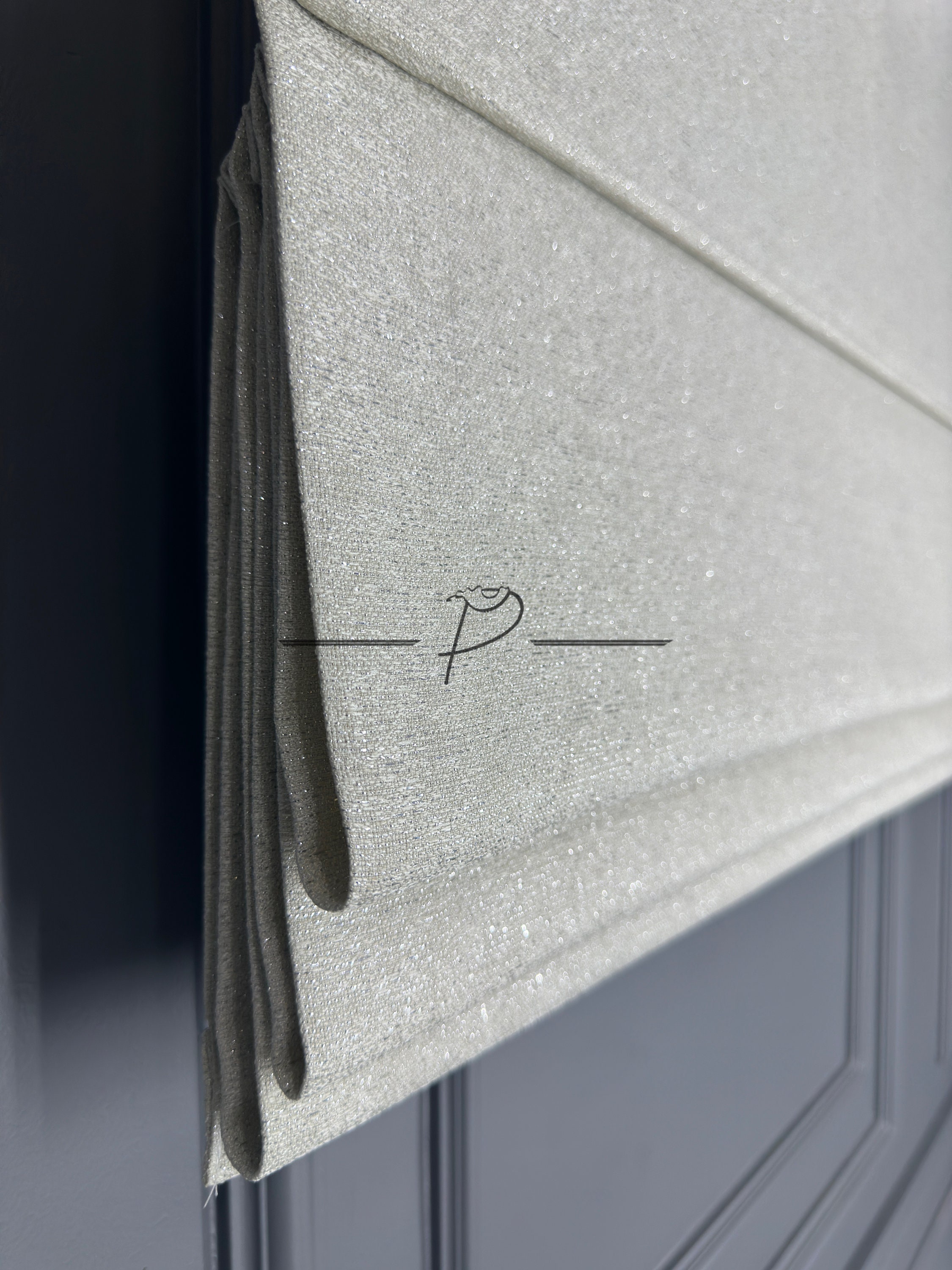 Roman Shade With Chain Mechanism , Glitter Fabric. Natural ,linen Blind ...