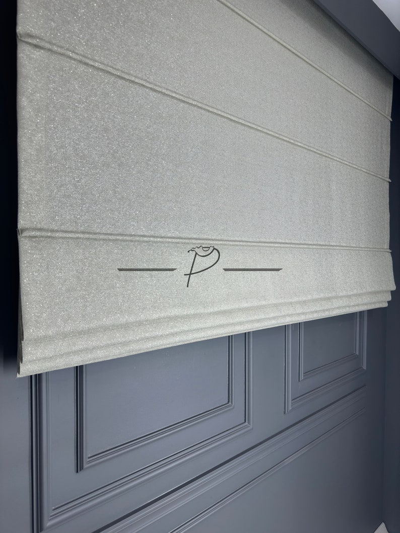 Roman Shade With Chain Mechanism , Glitter Fabric. Natural ,linen Blind ...