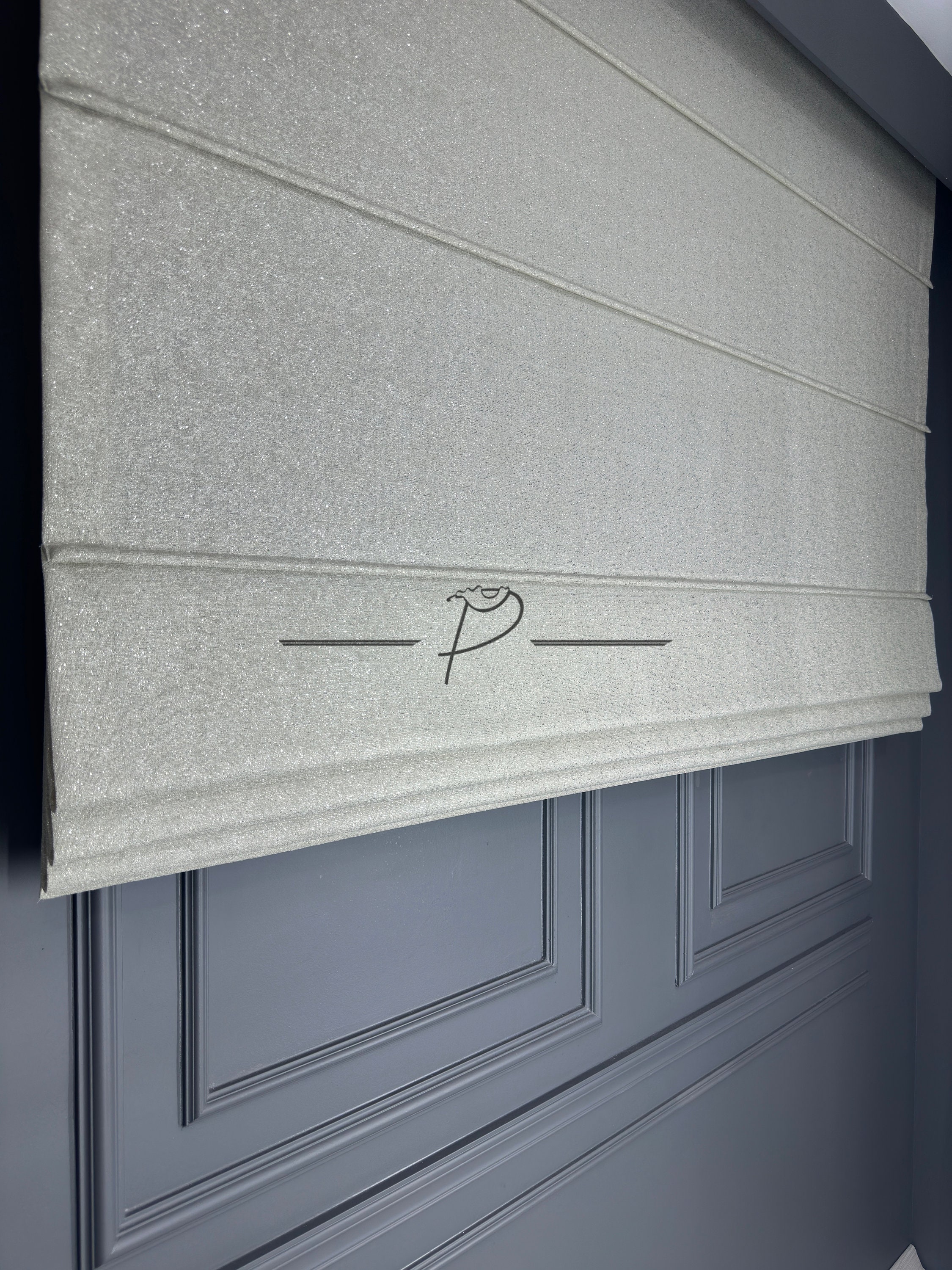 Roman Shade With Chain Mechanism , Glitter Fabric. Natural ,linen Blind ...