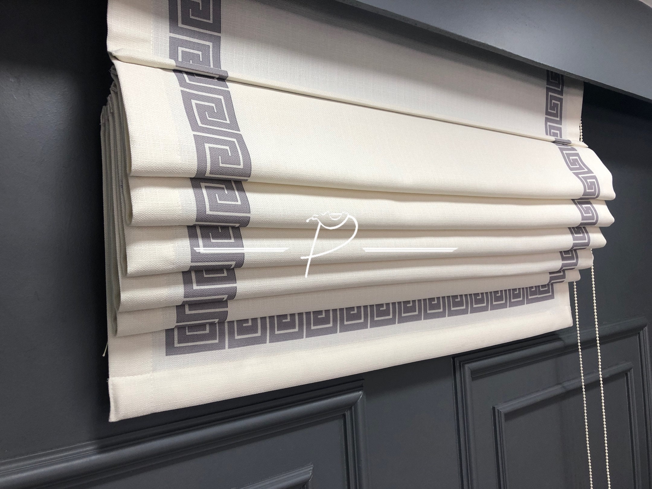 Roman Shade With Chain Mechanism , 100% Linen. Natural ,linen Blind ...